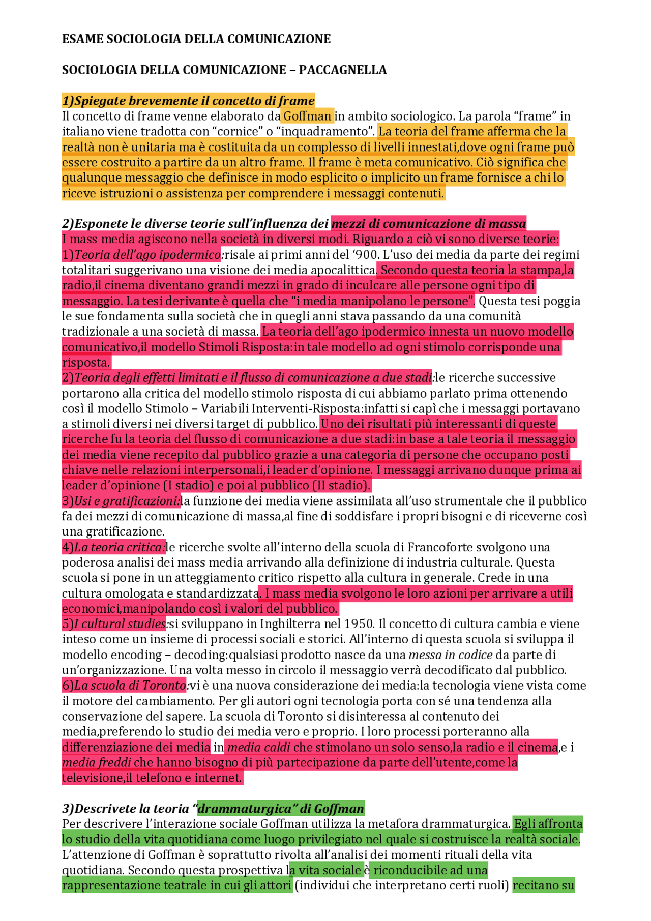 Sociologia Della Comunicazione Docsity