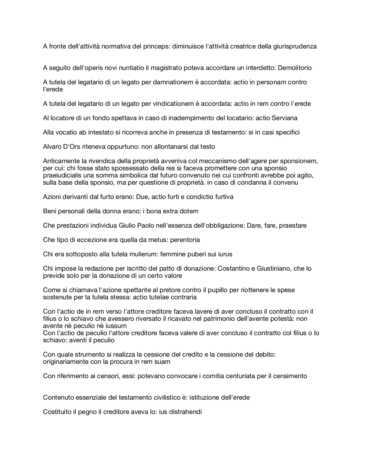 Test Istituzioni Di Diritto Romano Unipegaso Docsity