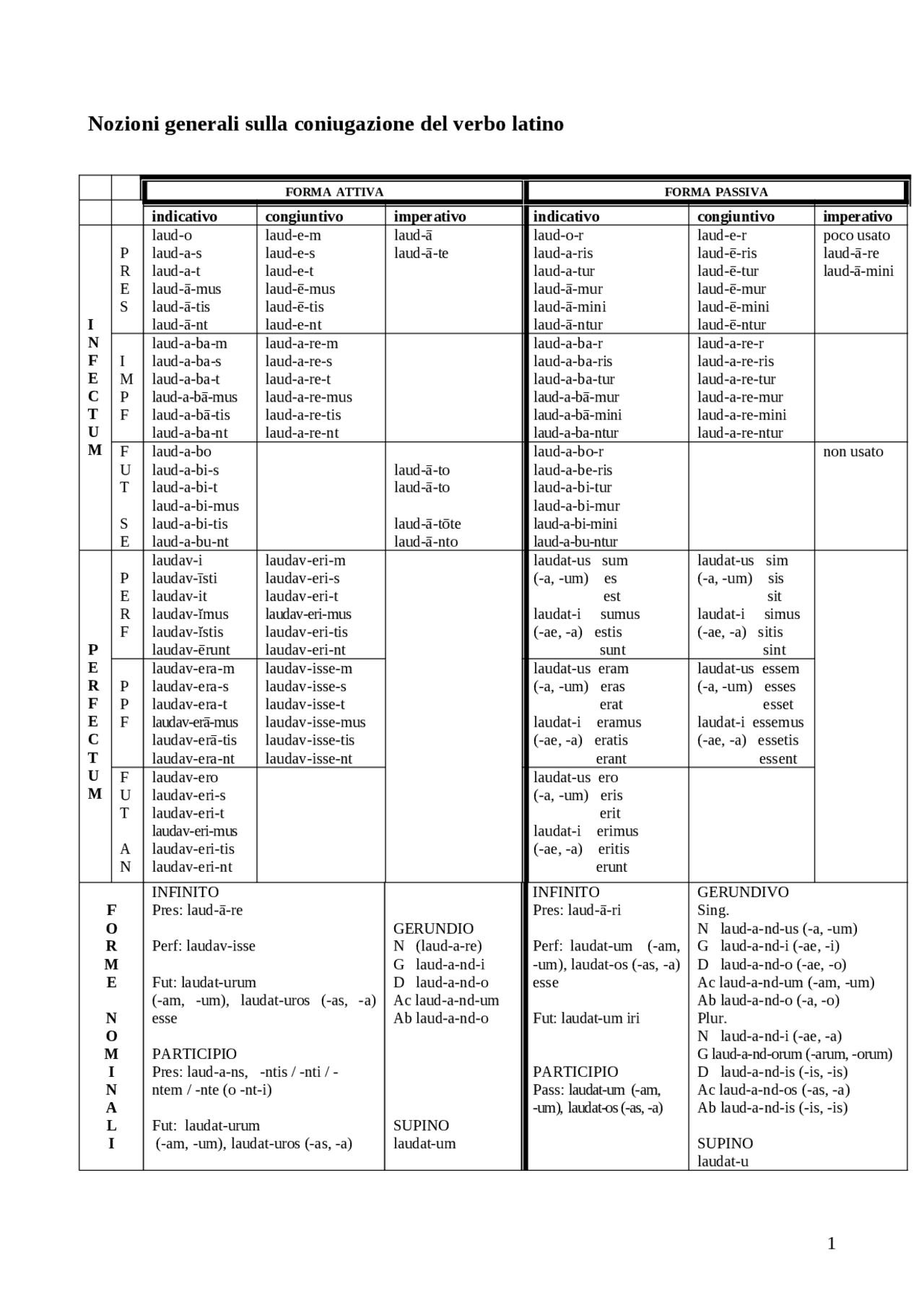 Sintesi Grammatica Latina Prof Canobbio Docsity