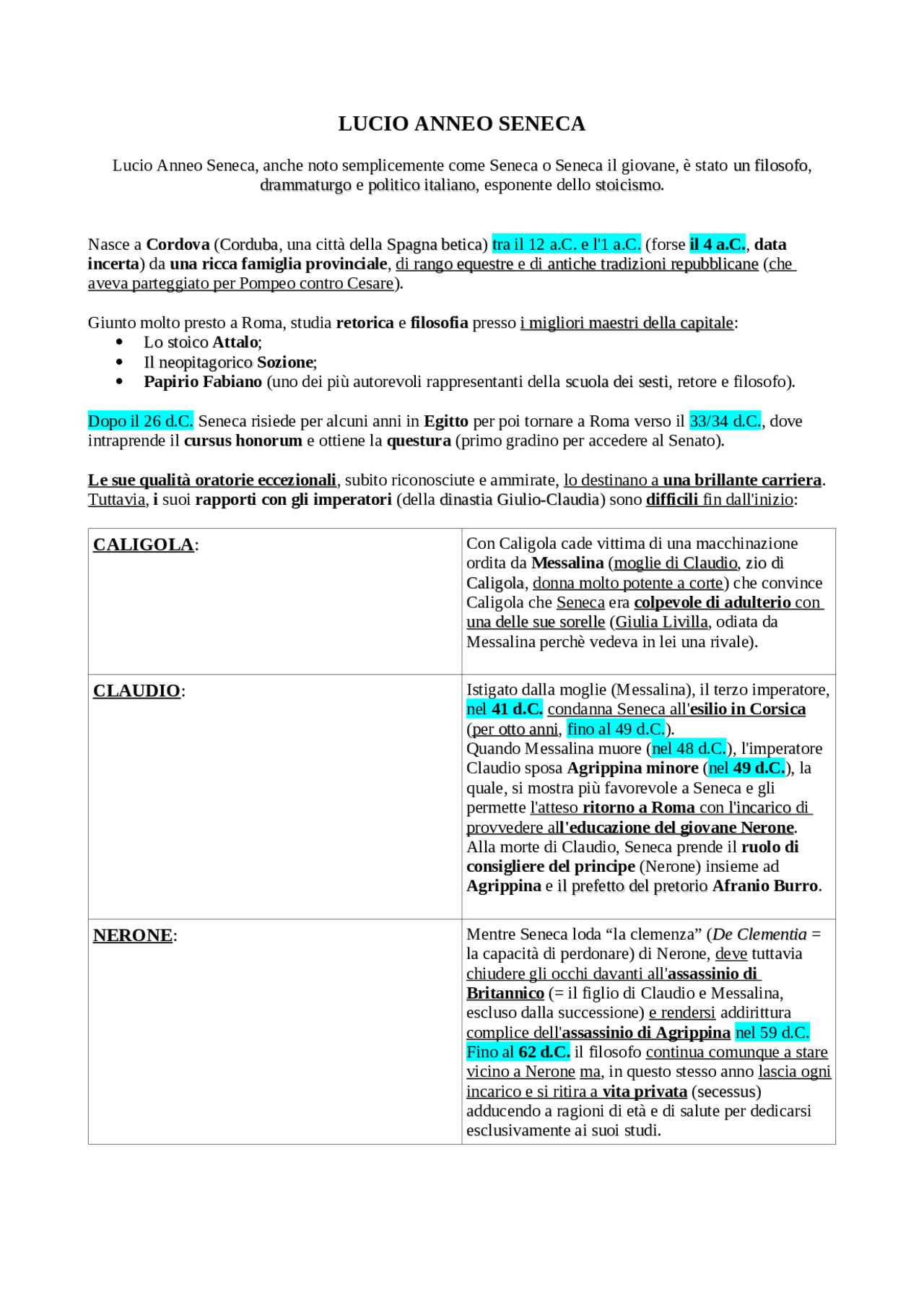 Lucio Anneo Seneca Letteratura Latina Docsity