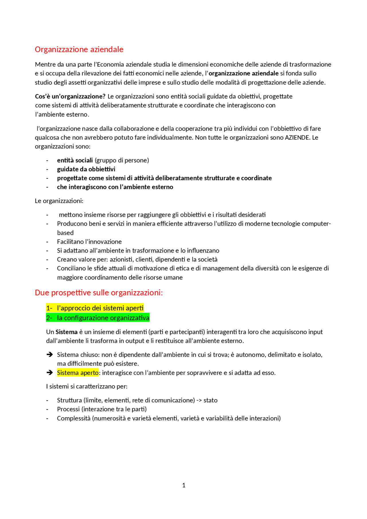Organizzazione Aziendale Docsity