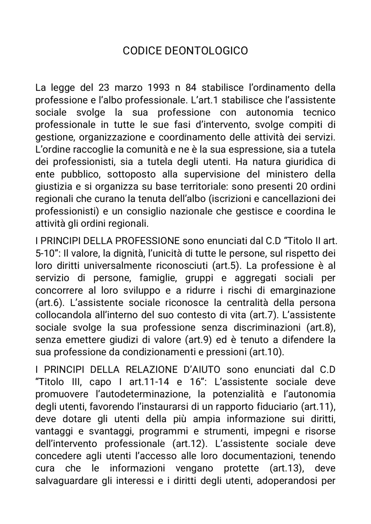 Codice Deontologico Docsity