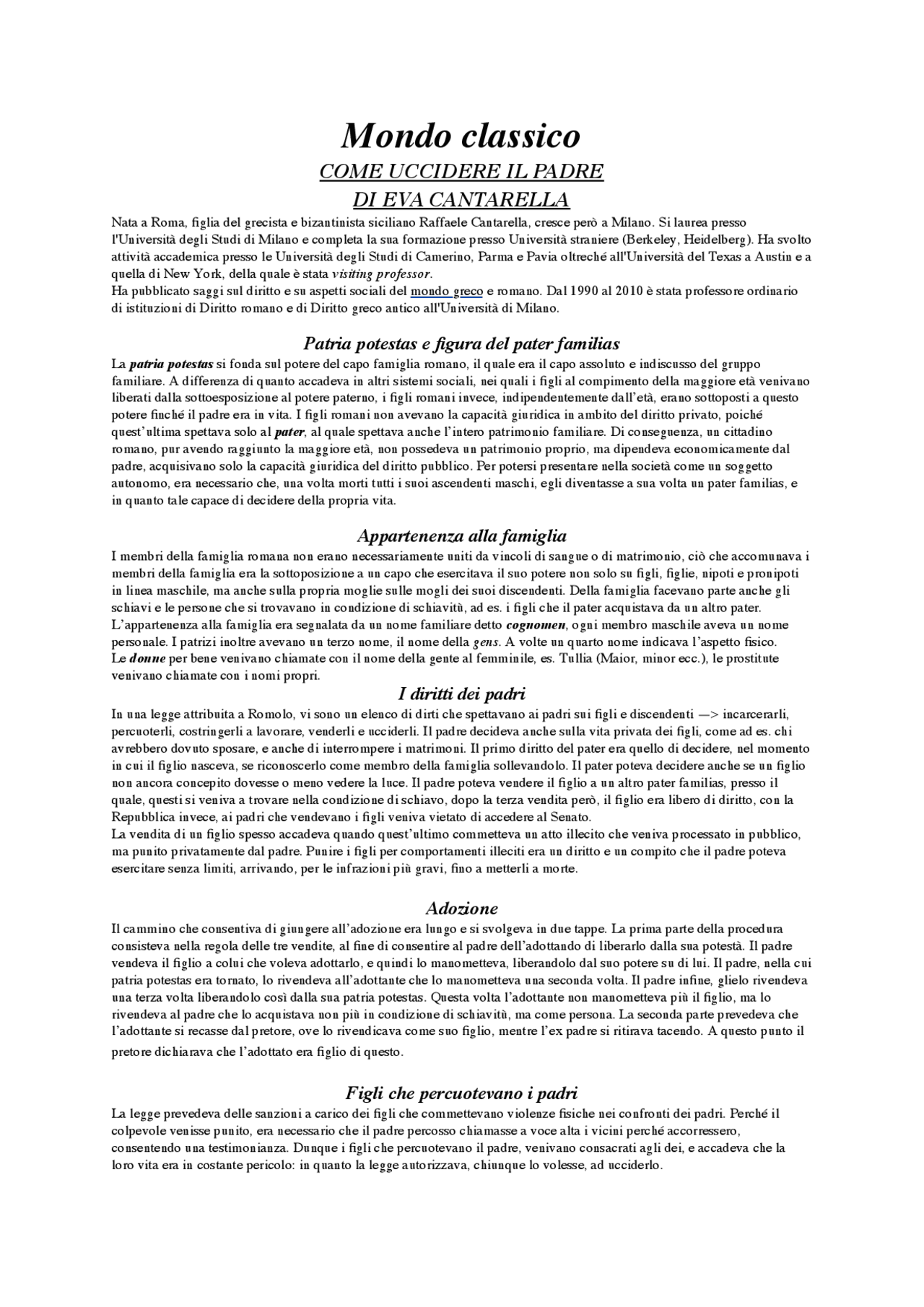 Come Uccidere Il Padre Appunti Di Scienze Sociali Docsity