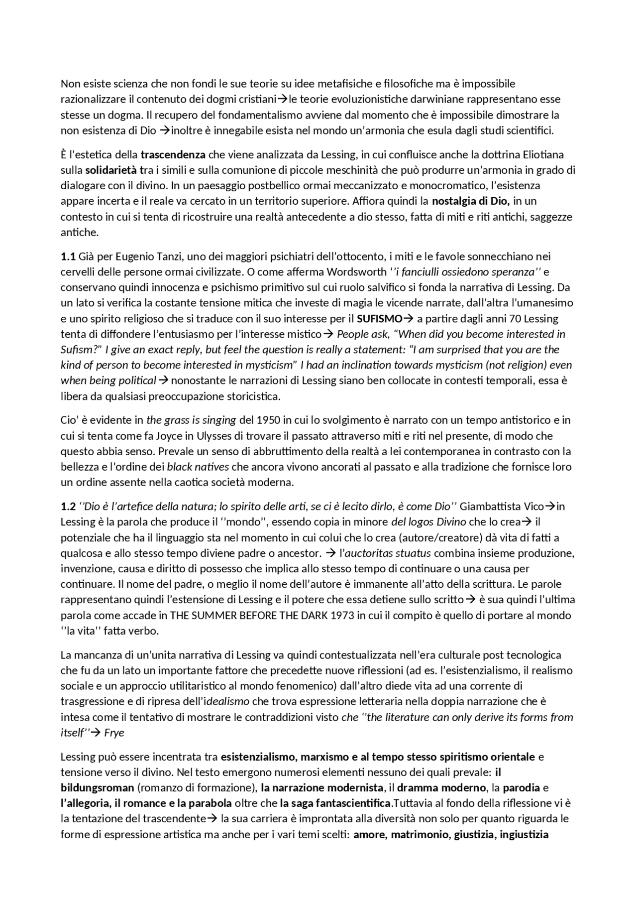 La Narrativa Di Doris Lessing Docsity
