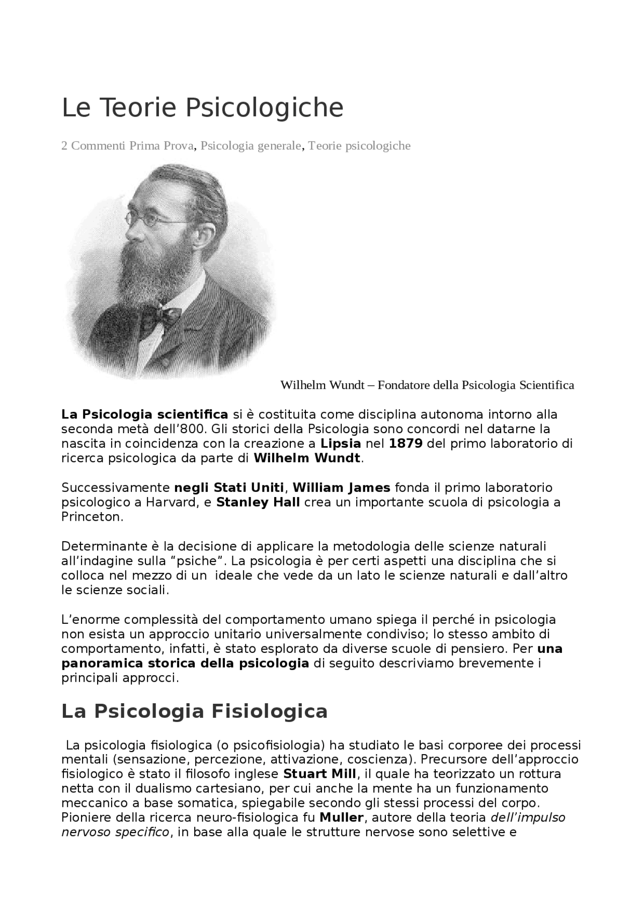 Le Teorie Psicologiche Docsity