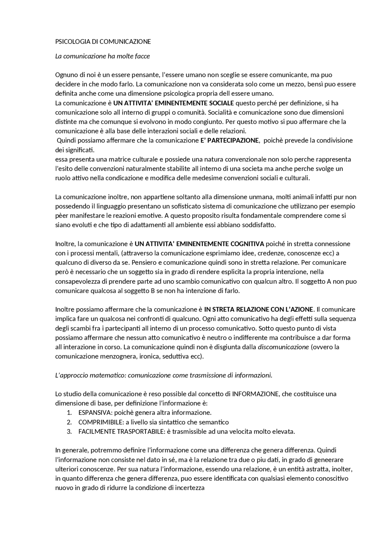 Psicologia Della Comunicazione Docsity