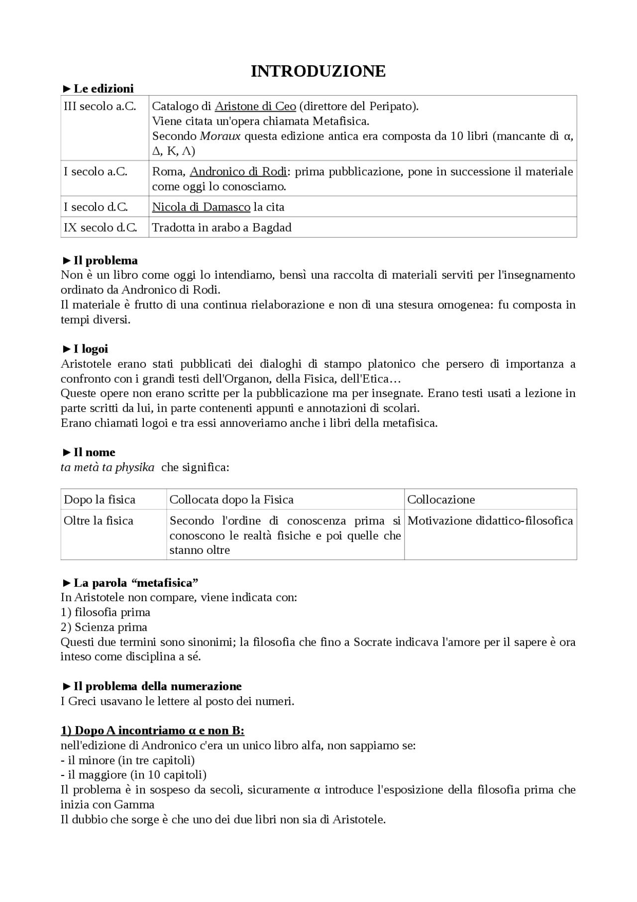 Metafisica Aristotele Schemi E Mappe Concettuali Di Filosofia