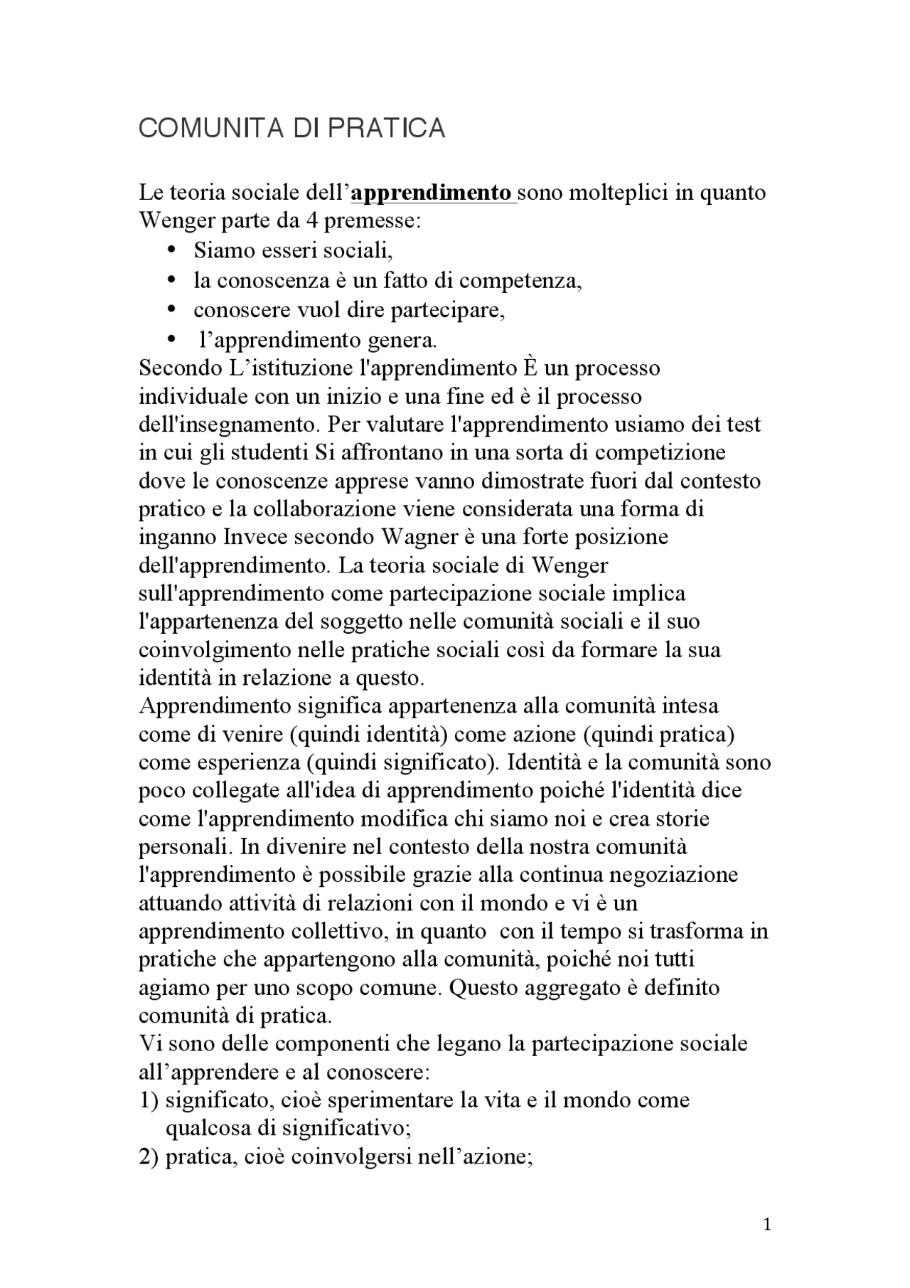 Comunità Di Pratica Docsity