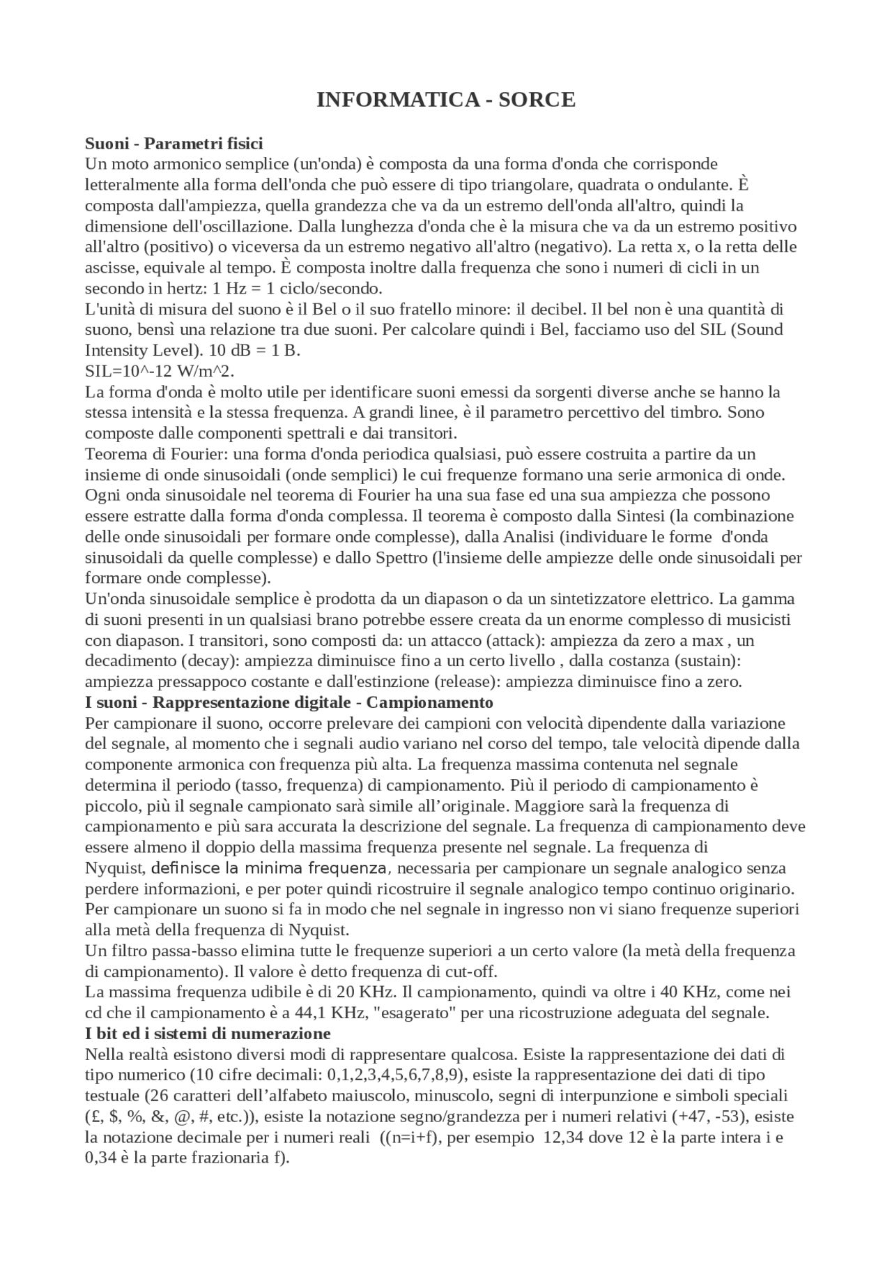 Informatica Sintesi 12 Cfu Docsity