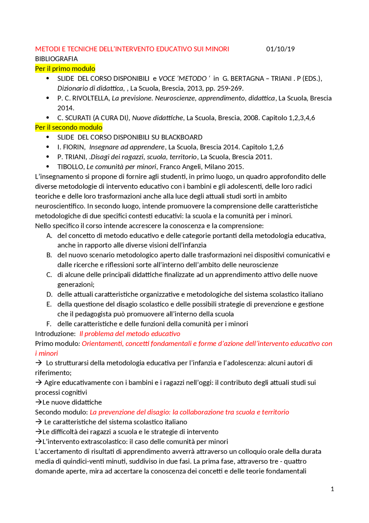 Metodi E Tecniche Dellintervento Educativo Sui Minori Docsity