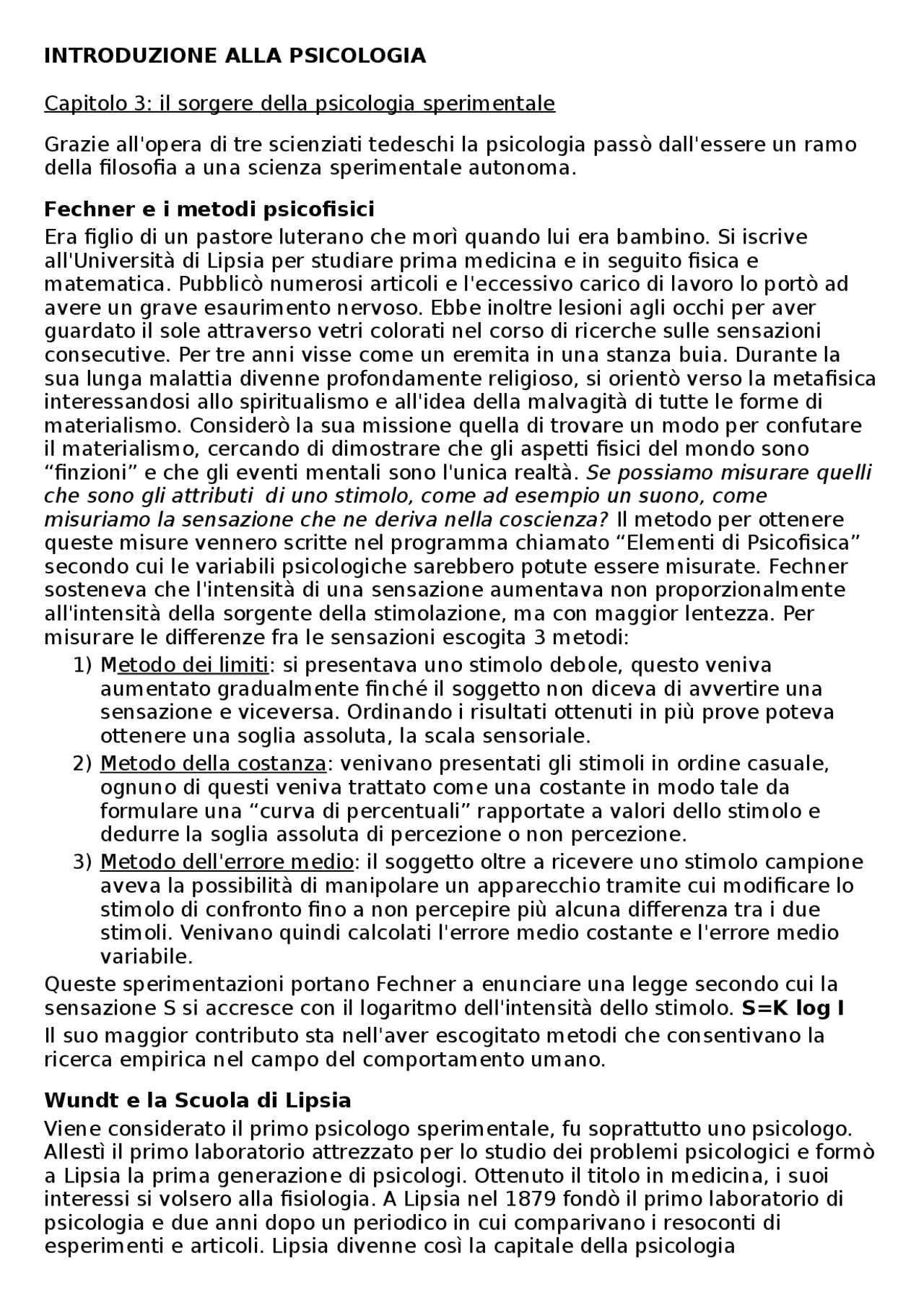 Introduzione Alla Psicologia Docsity