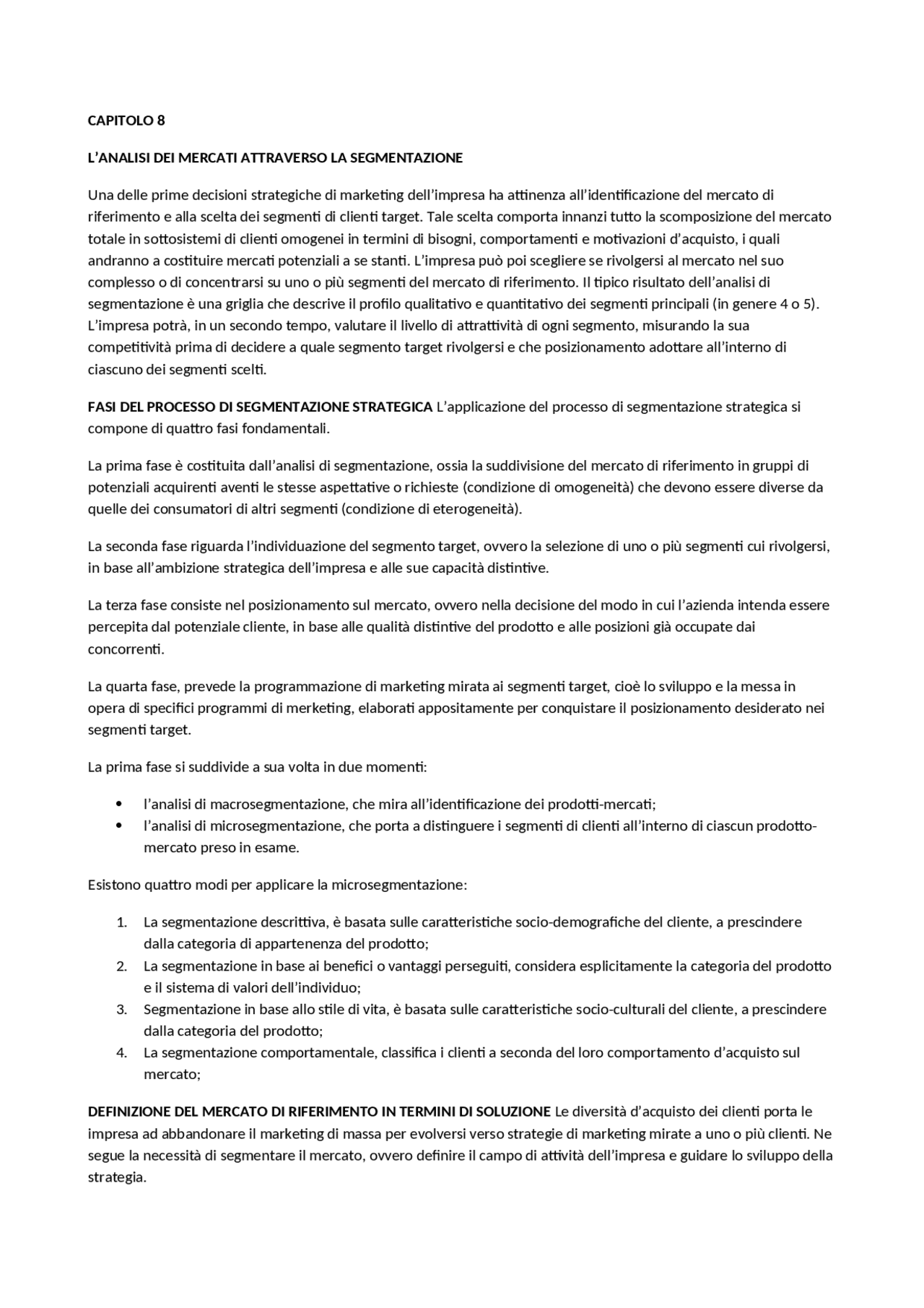 Riassunto Capitolo 8 Di Marketing Strategico Docsity