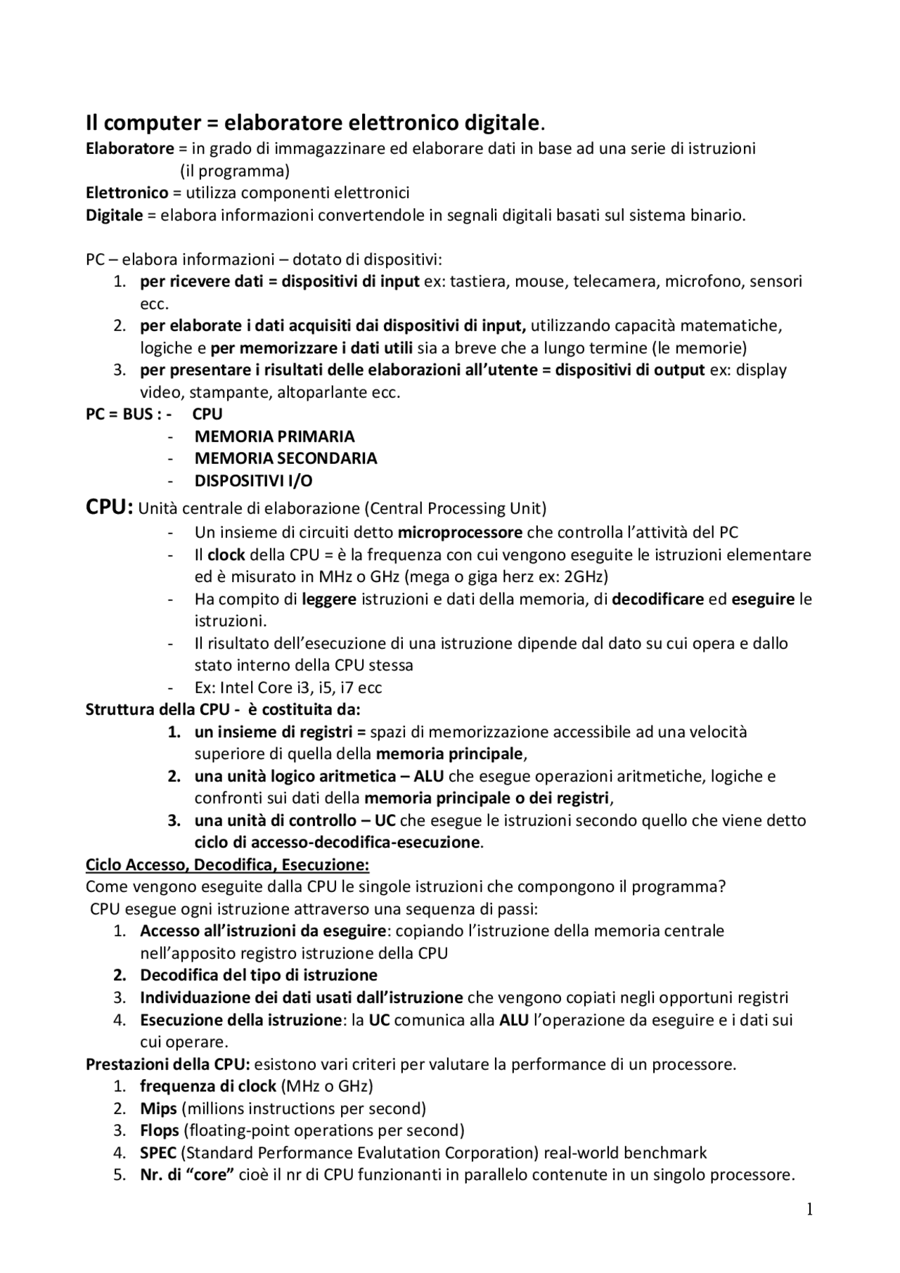 Fondamenti Informatica Docsity