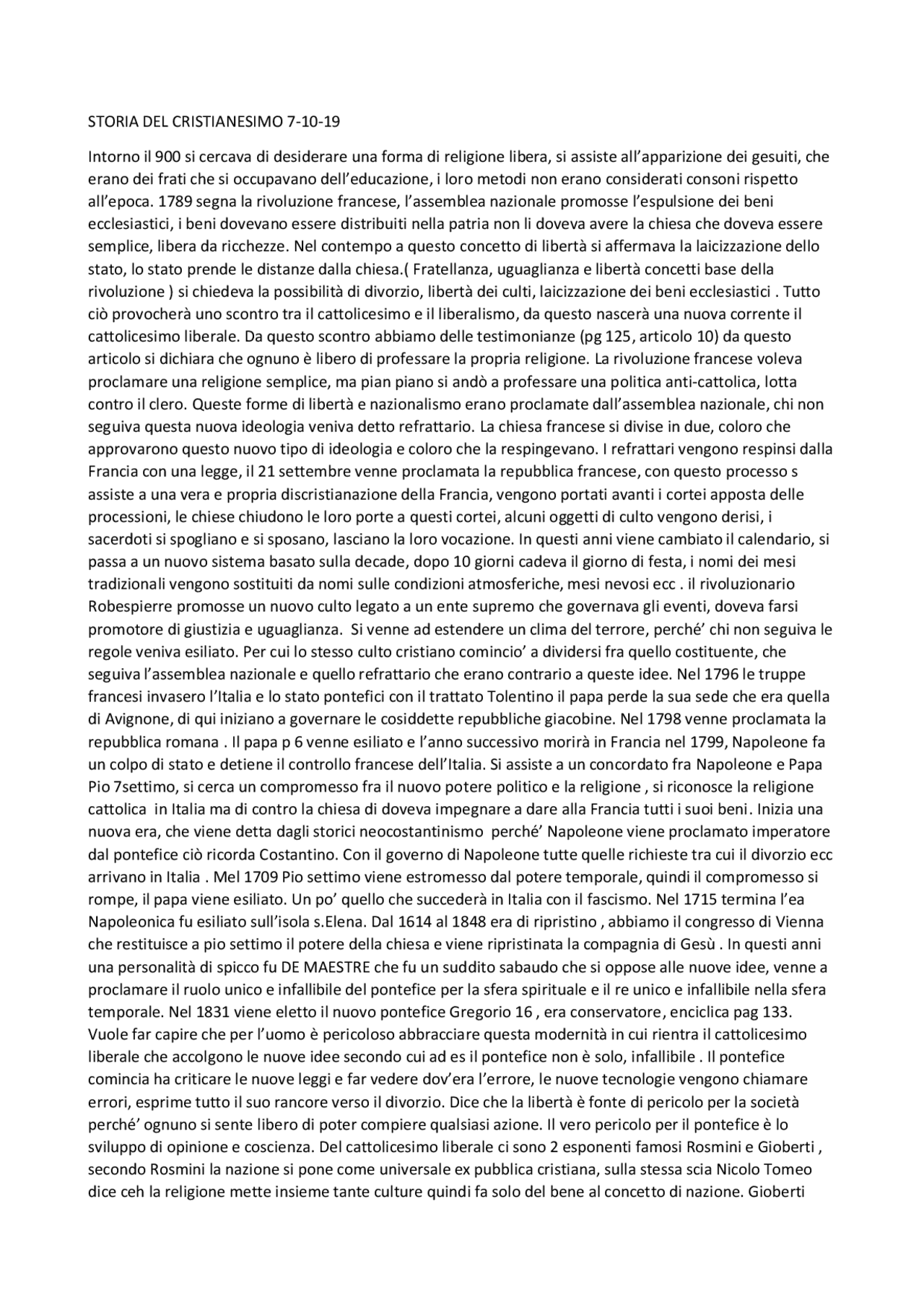 Storia Del Cristianesimo Docsity