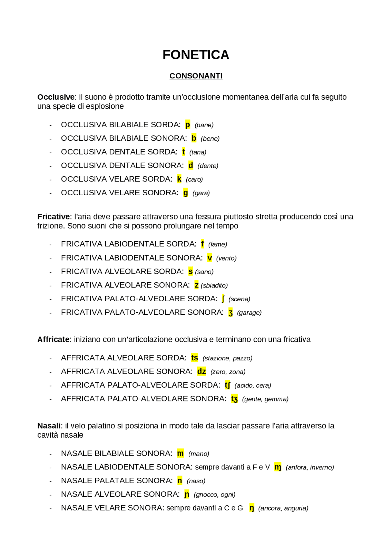 Fonetica - Alfabeto IPA Italiano - Docsity