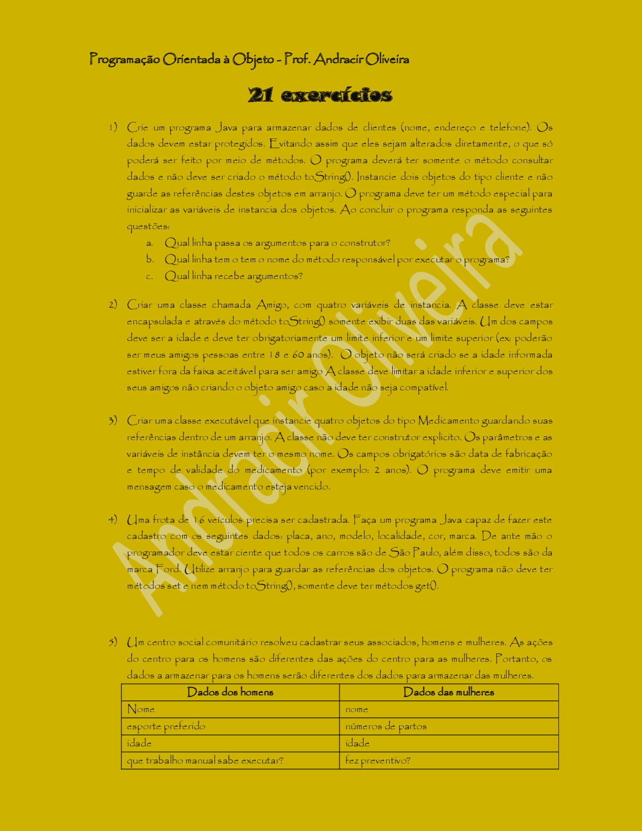 Lista De Exercícios Java Exercícios Programação Para Java Docsity
