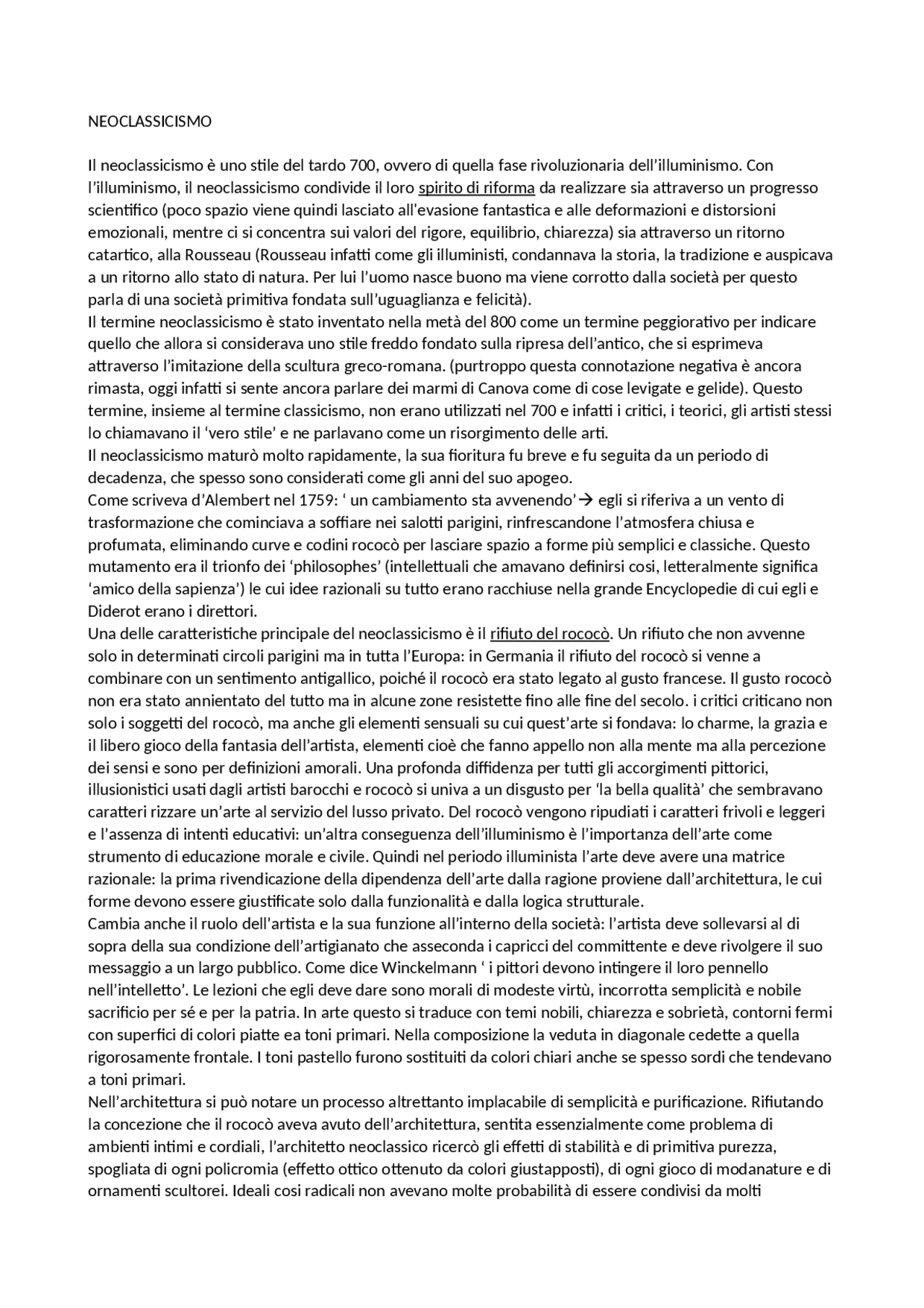 Neoclassicismo Di Hugh Honour Docsity