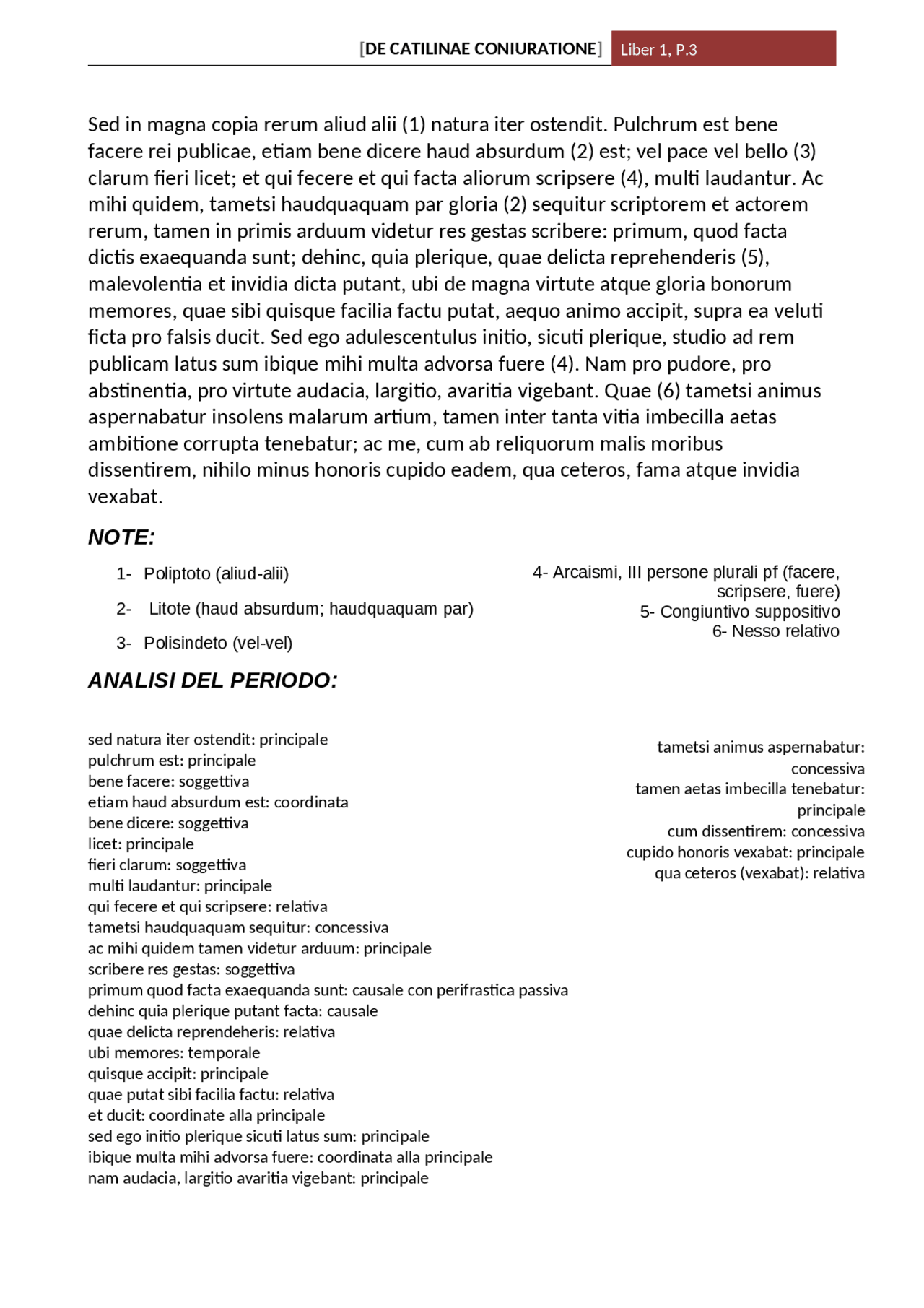 De Catilinae Coniuratione 14 Docsity