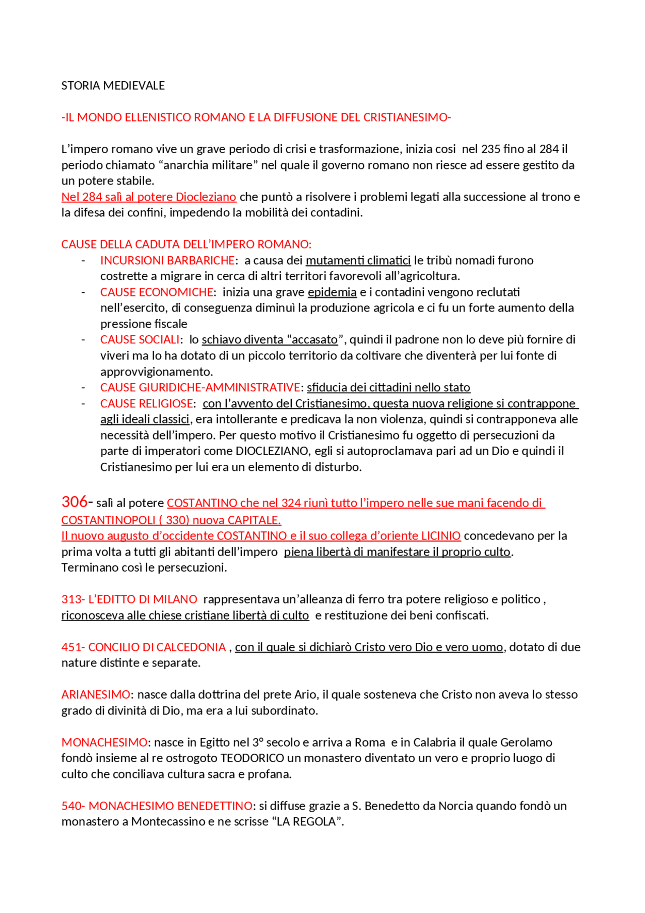Storia Medievale Docsity
