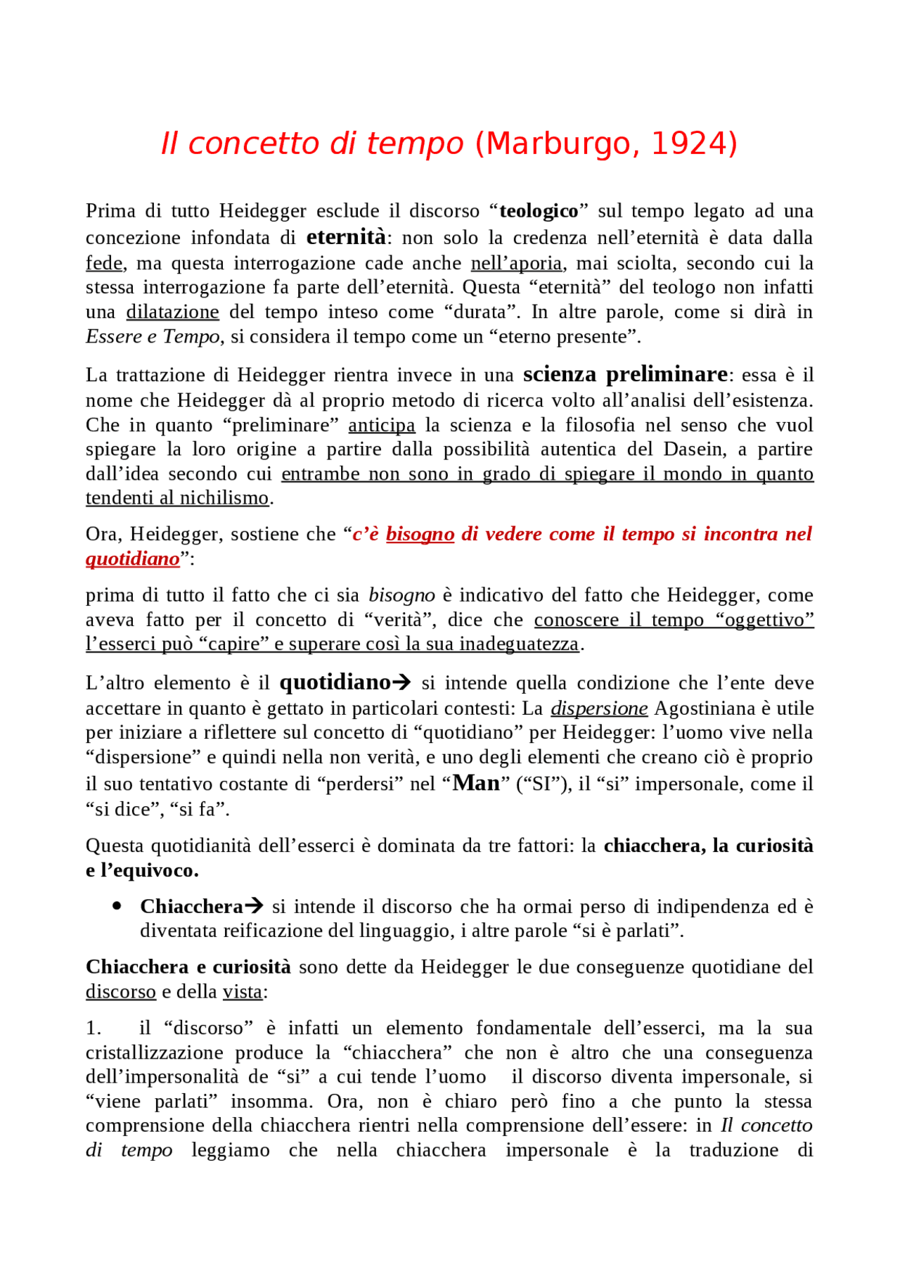 Heidegger Il Concetto Di Tempo Docsity