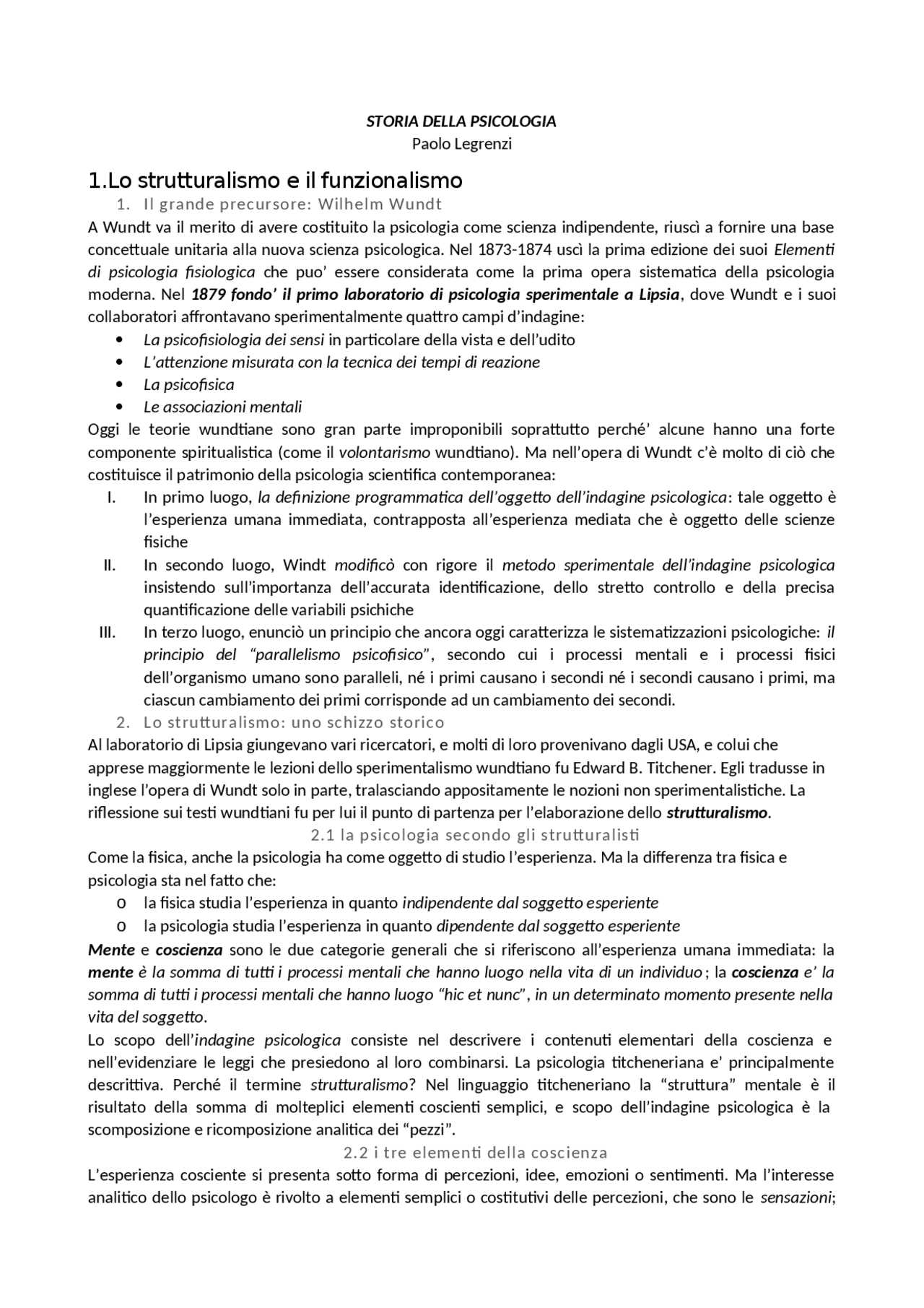 Storia Della Psicologia Docsity