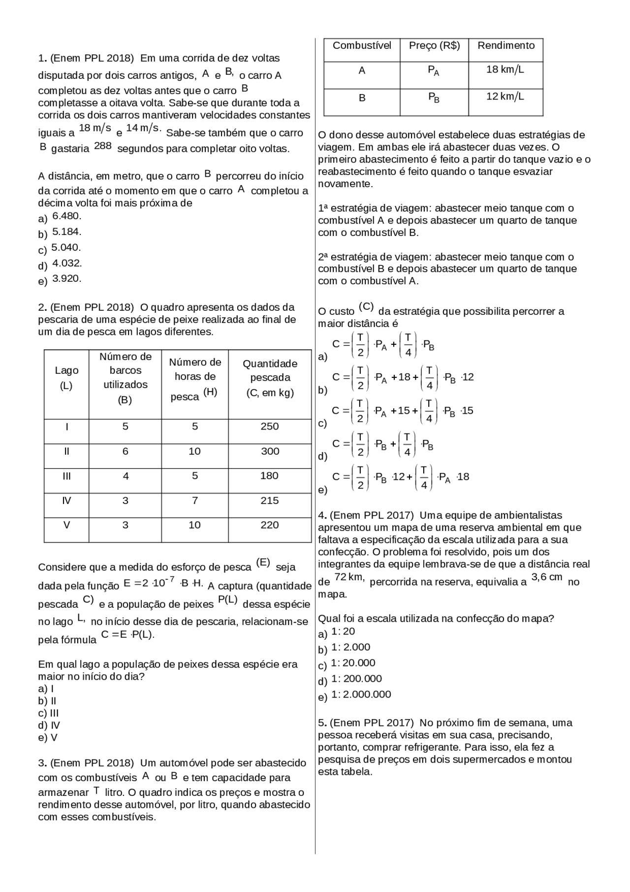 Revisão Enem Matemátca Docsity
