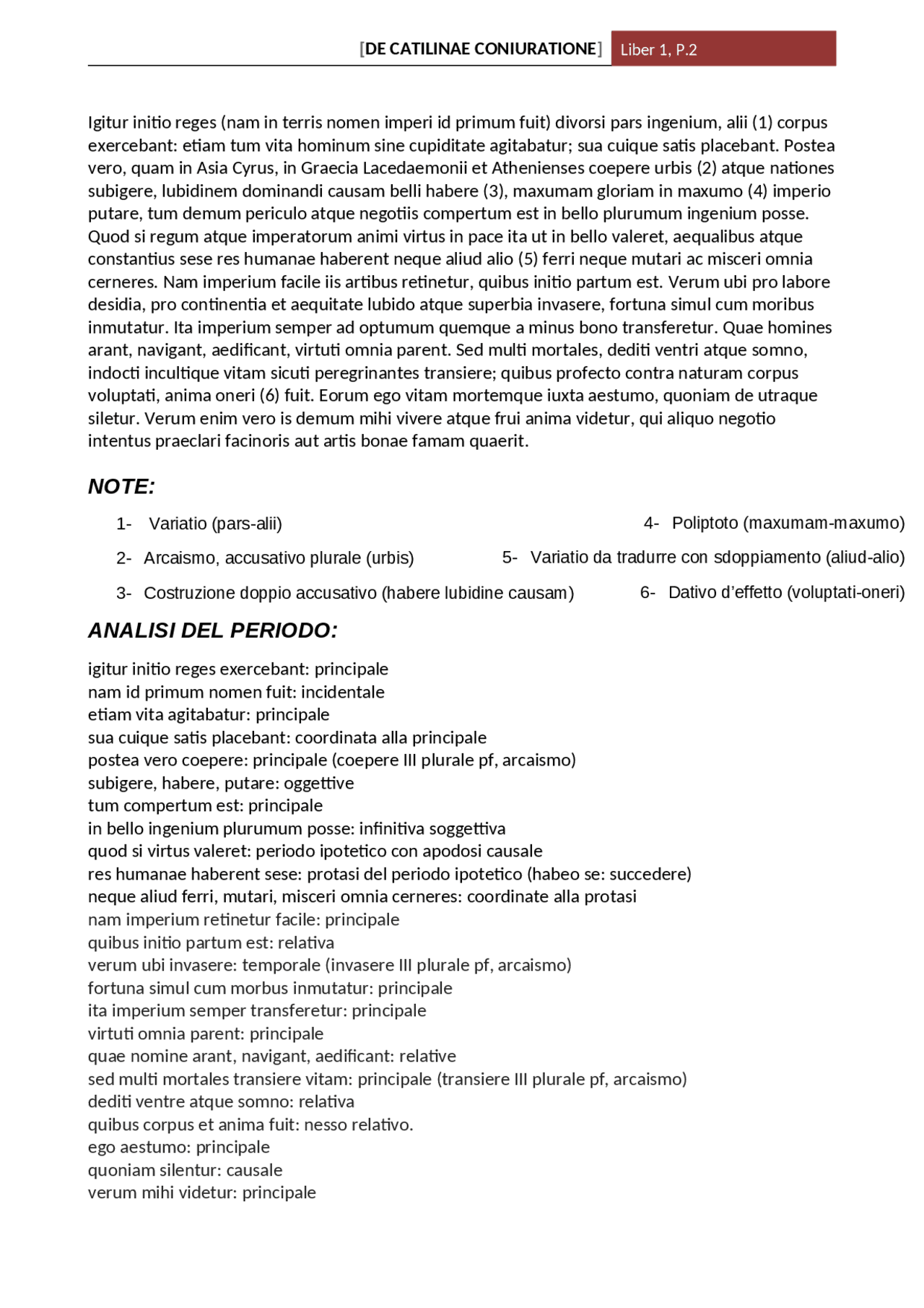 De Catilinae Coniuratione 12 Traduzioni Di Latino Docsity