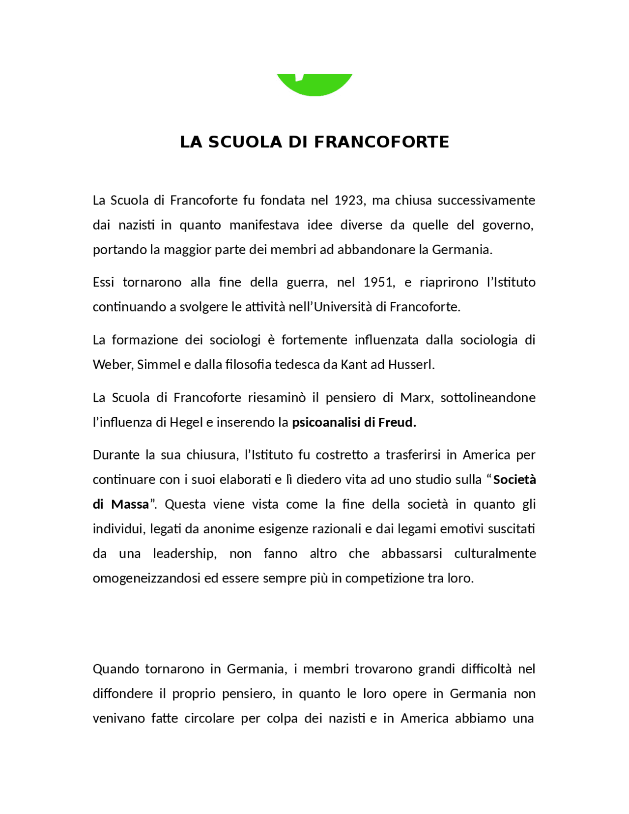 Scuola Di Francoforte Docsity