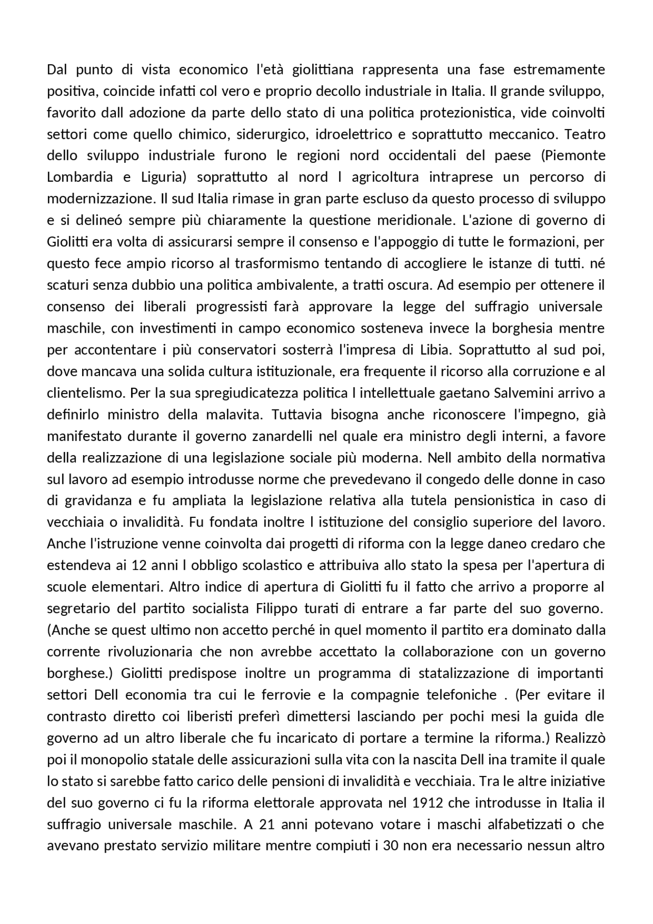 Appunti Di Storia Su Giolitti Docsity