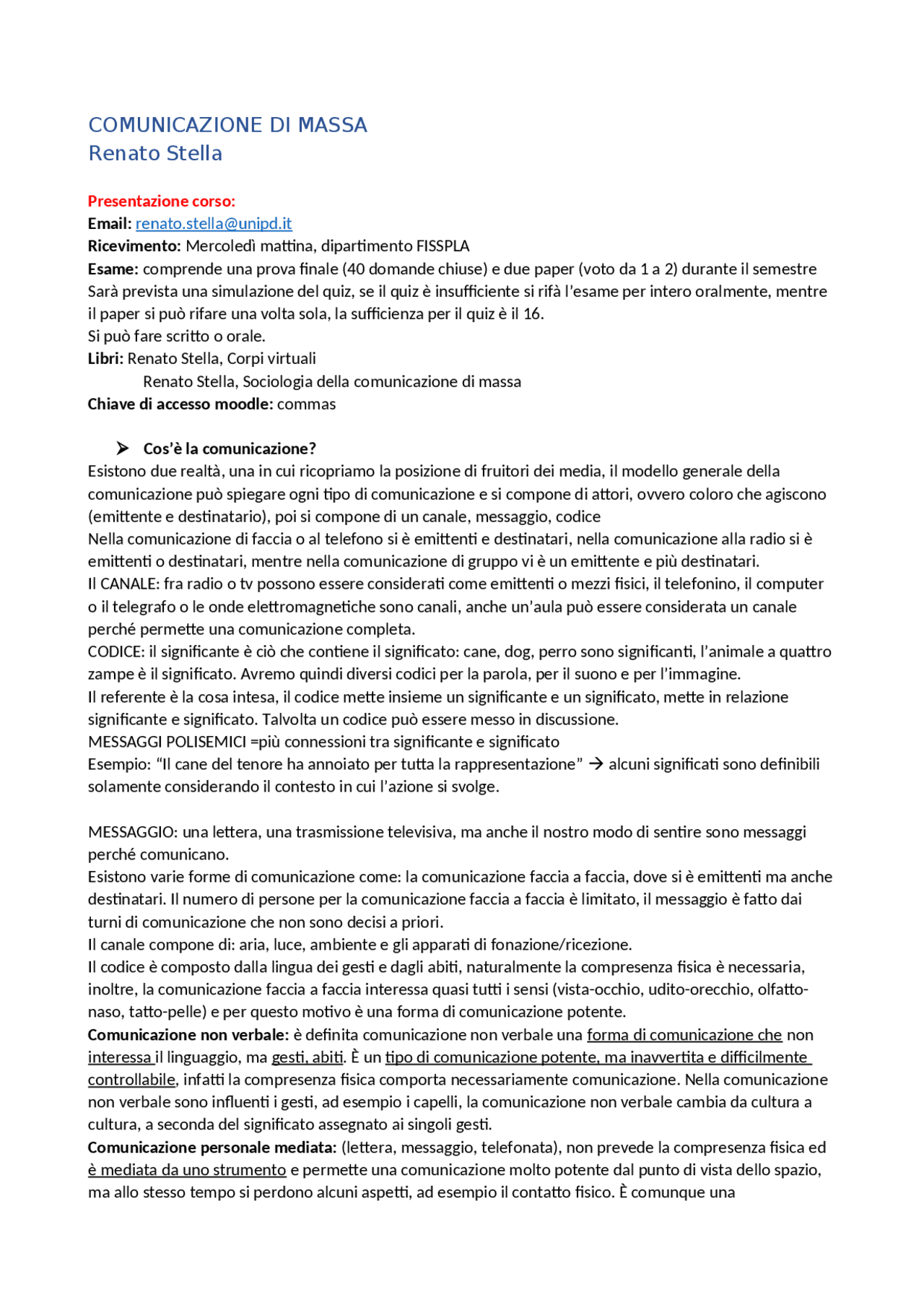 Comunicazione Di Massa Docsity