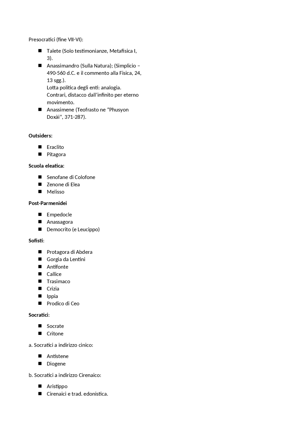 Presocratici: Filosofi Antichi e loro Concezioni | Study notes ...