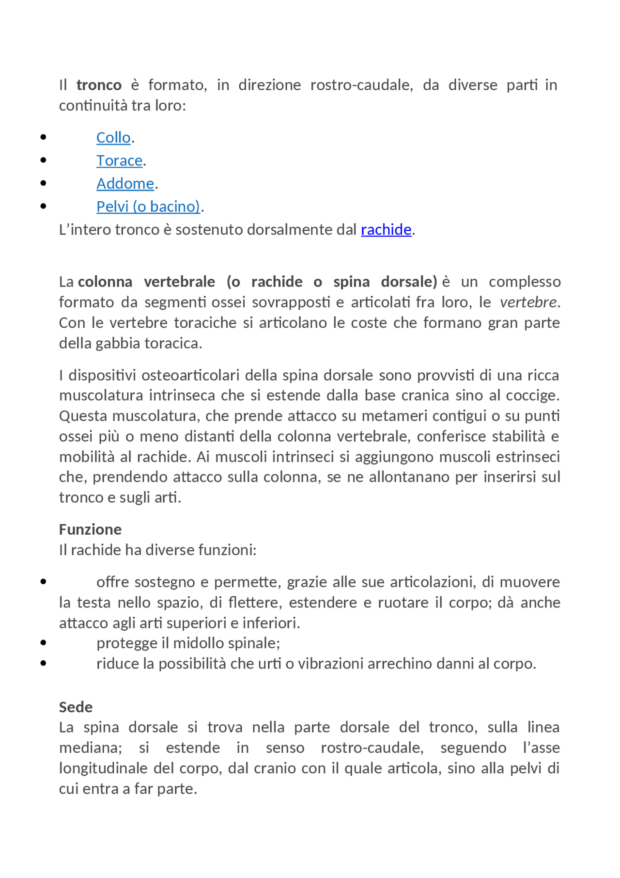 Anatomia Tronco Appunti Docsity