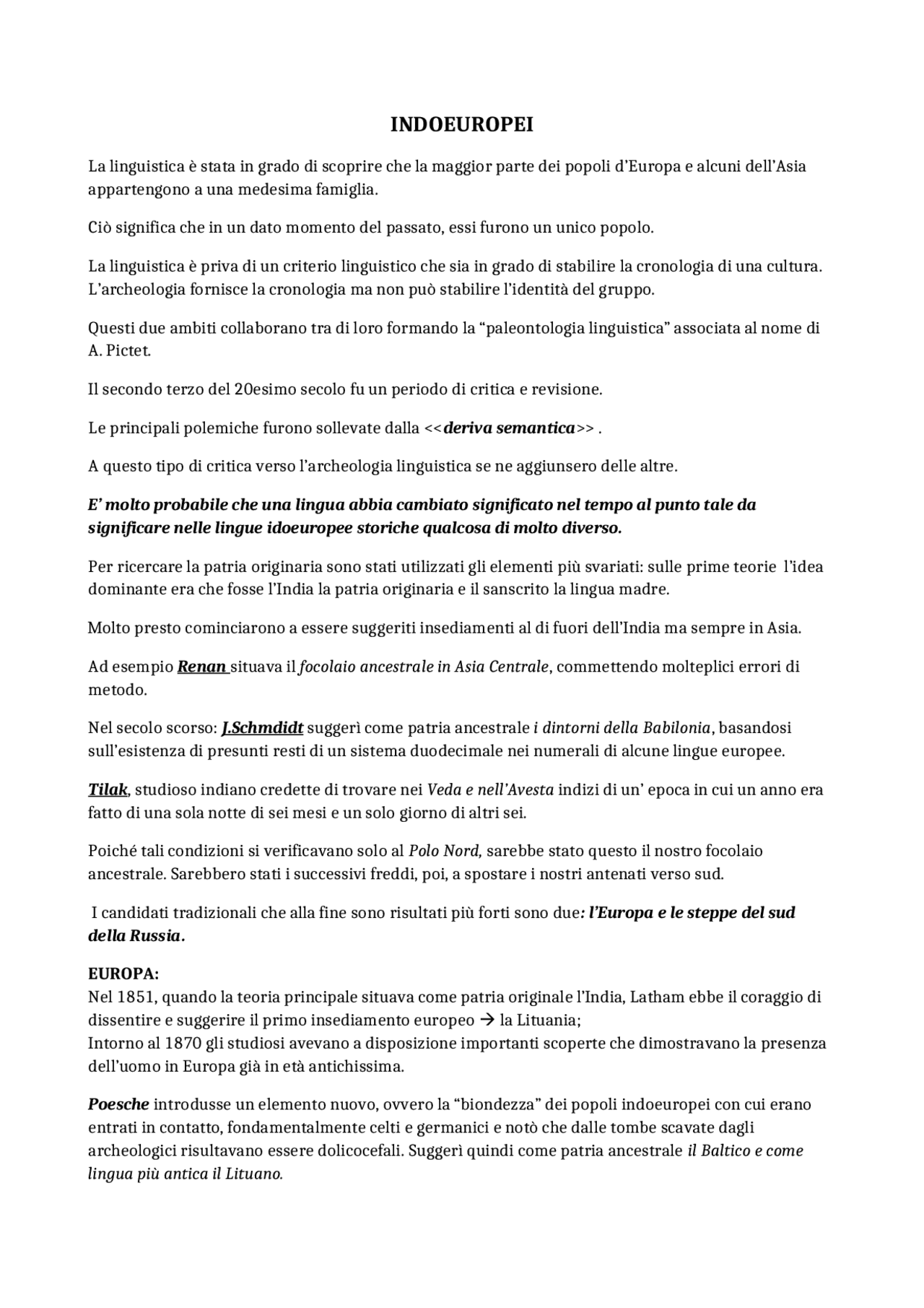 ORIGINI INDOEUROPEI - Docsity