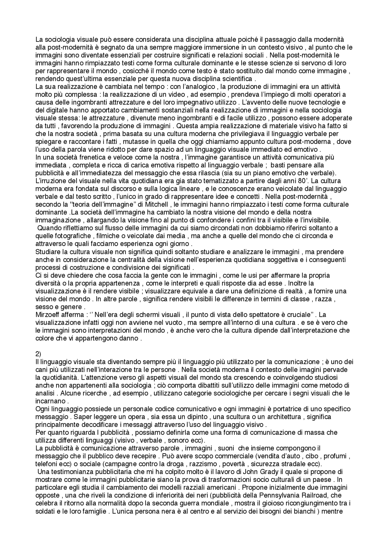 Sociologia Visuale Unipi Docsity
