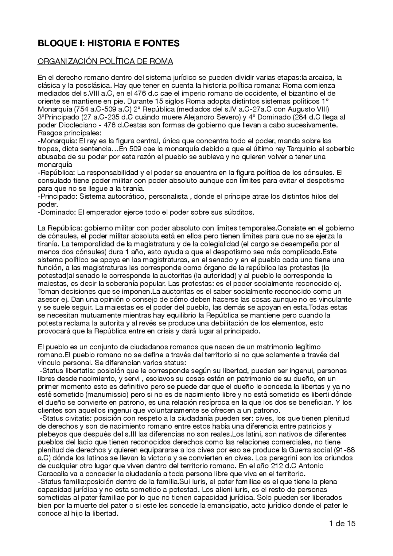 Derecho Romano 1º Cuatri Docsity