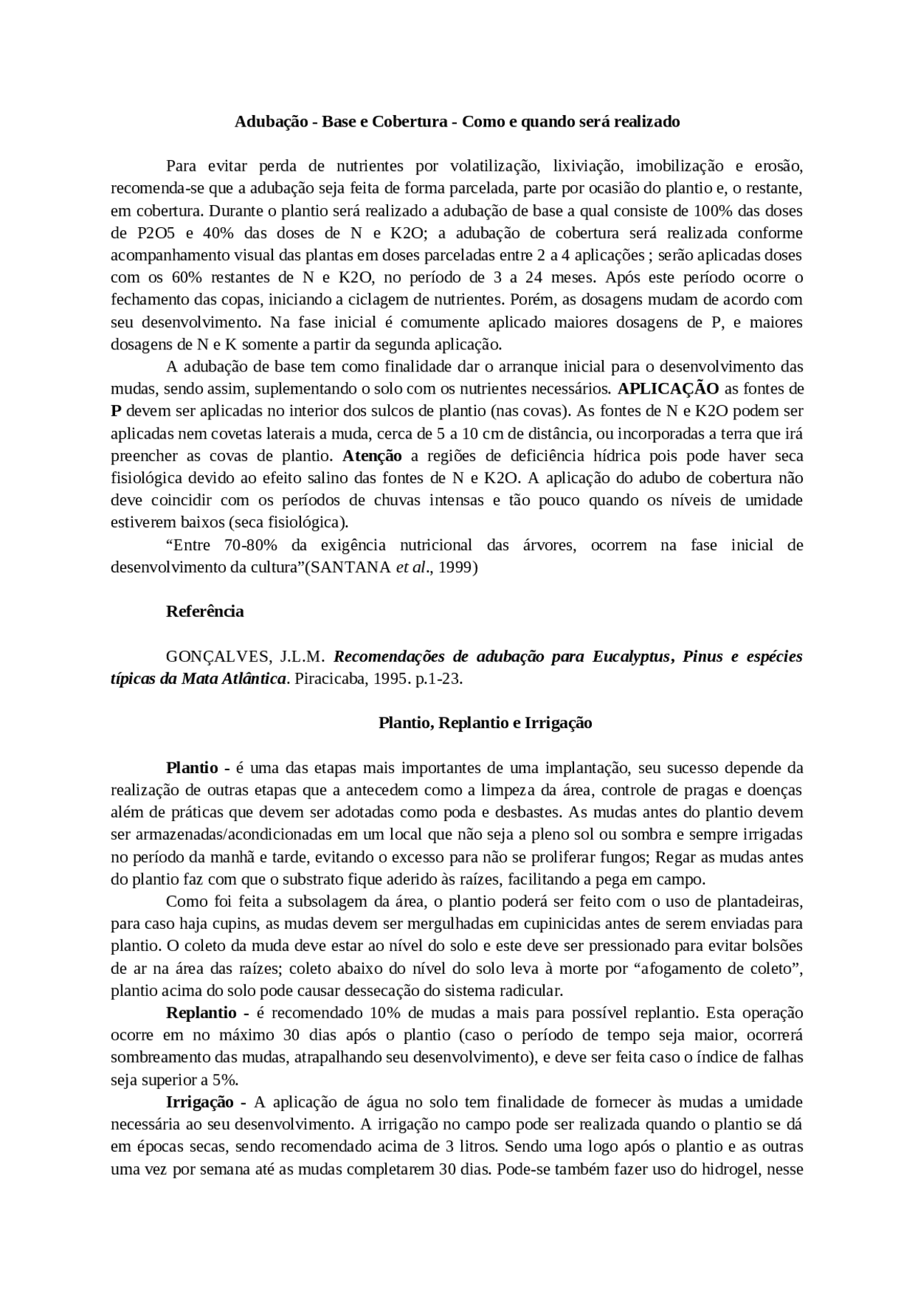 Resumo Adubação De Base E Cobertura Docsity