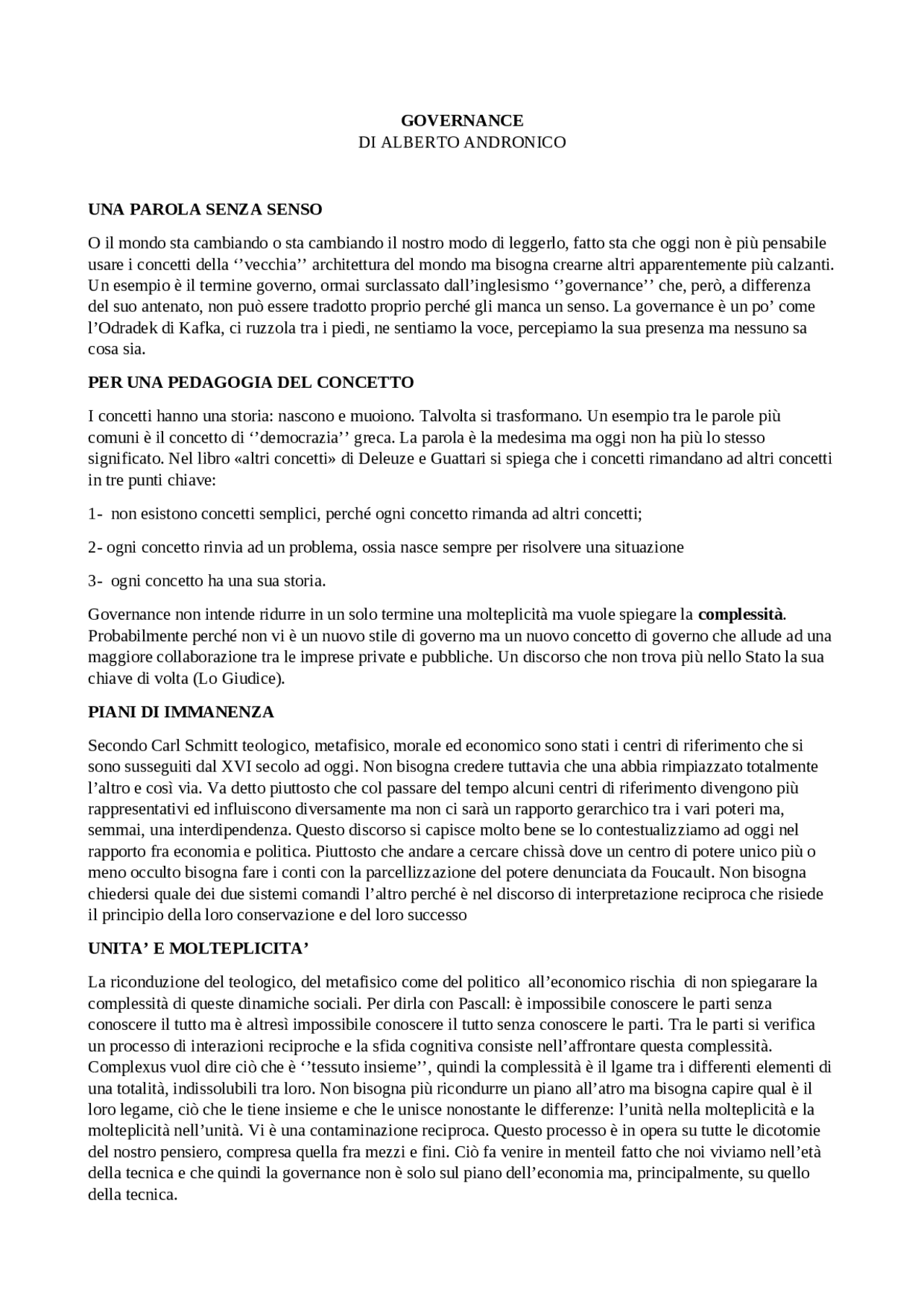 Il Concetto Di Governance Docsity