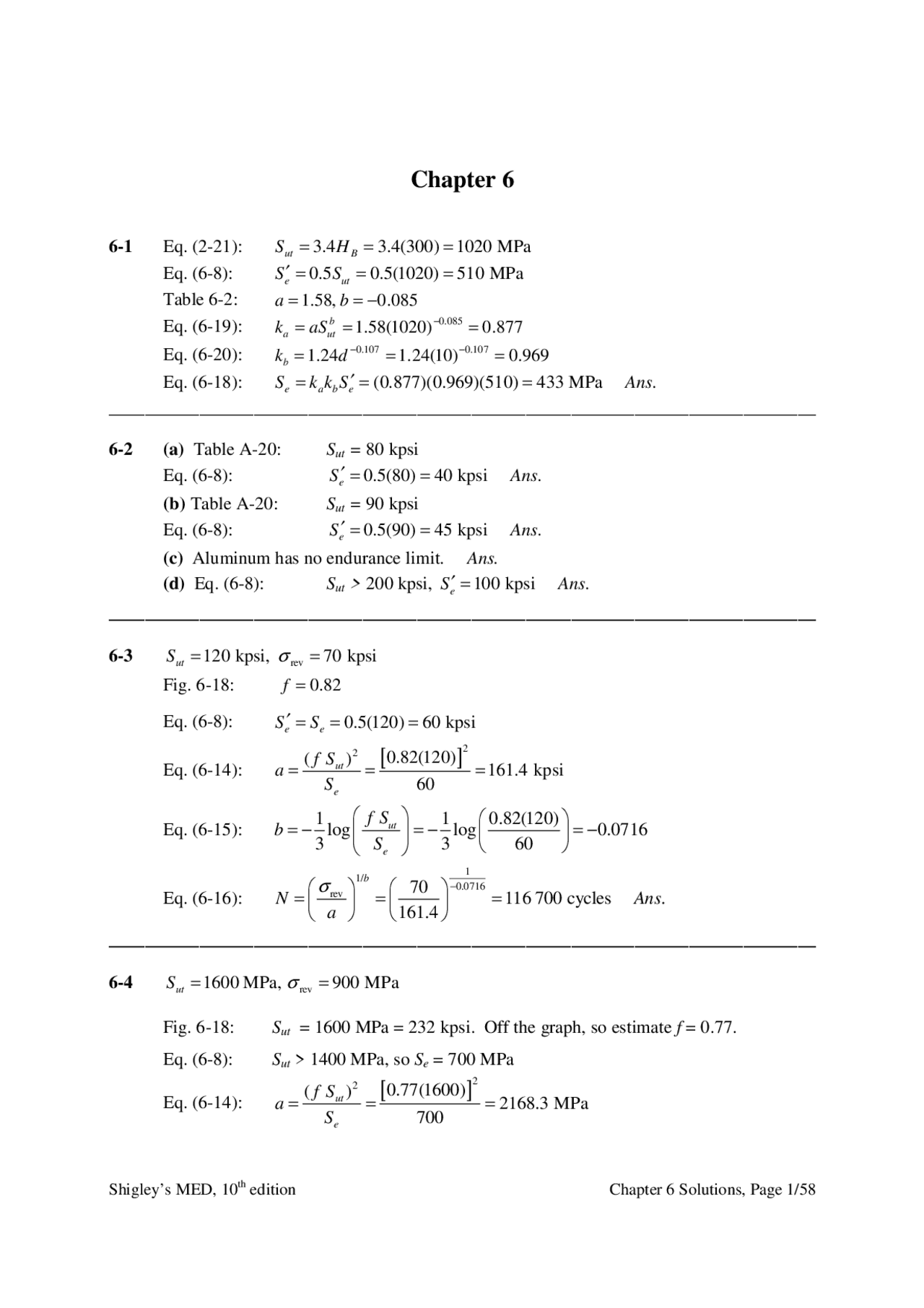 Chapter 6 machine design shegley | Slides Automatic Controls | Docsity