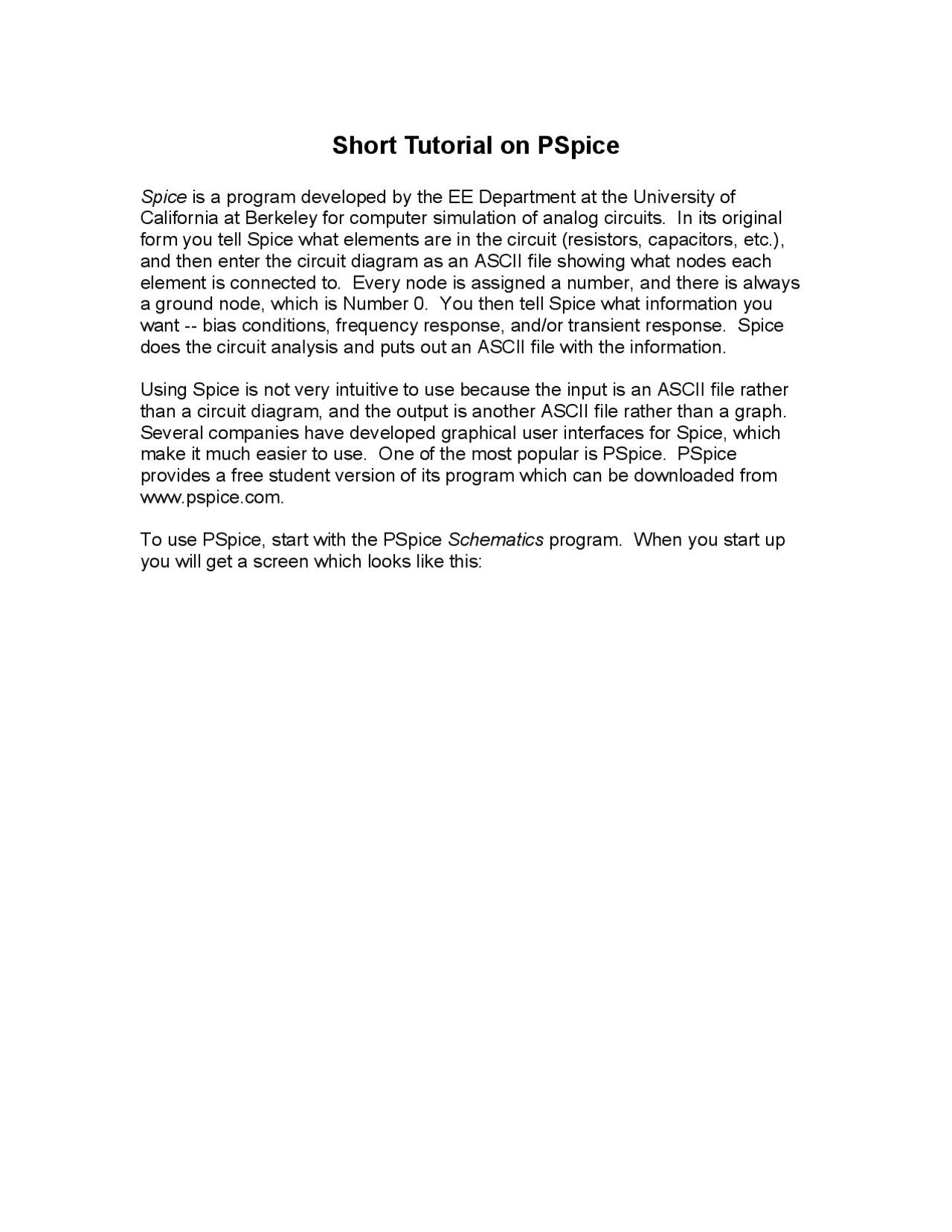 Pspice Tutorialpdf Pspice Tutorialpdf Docsity