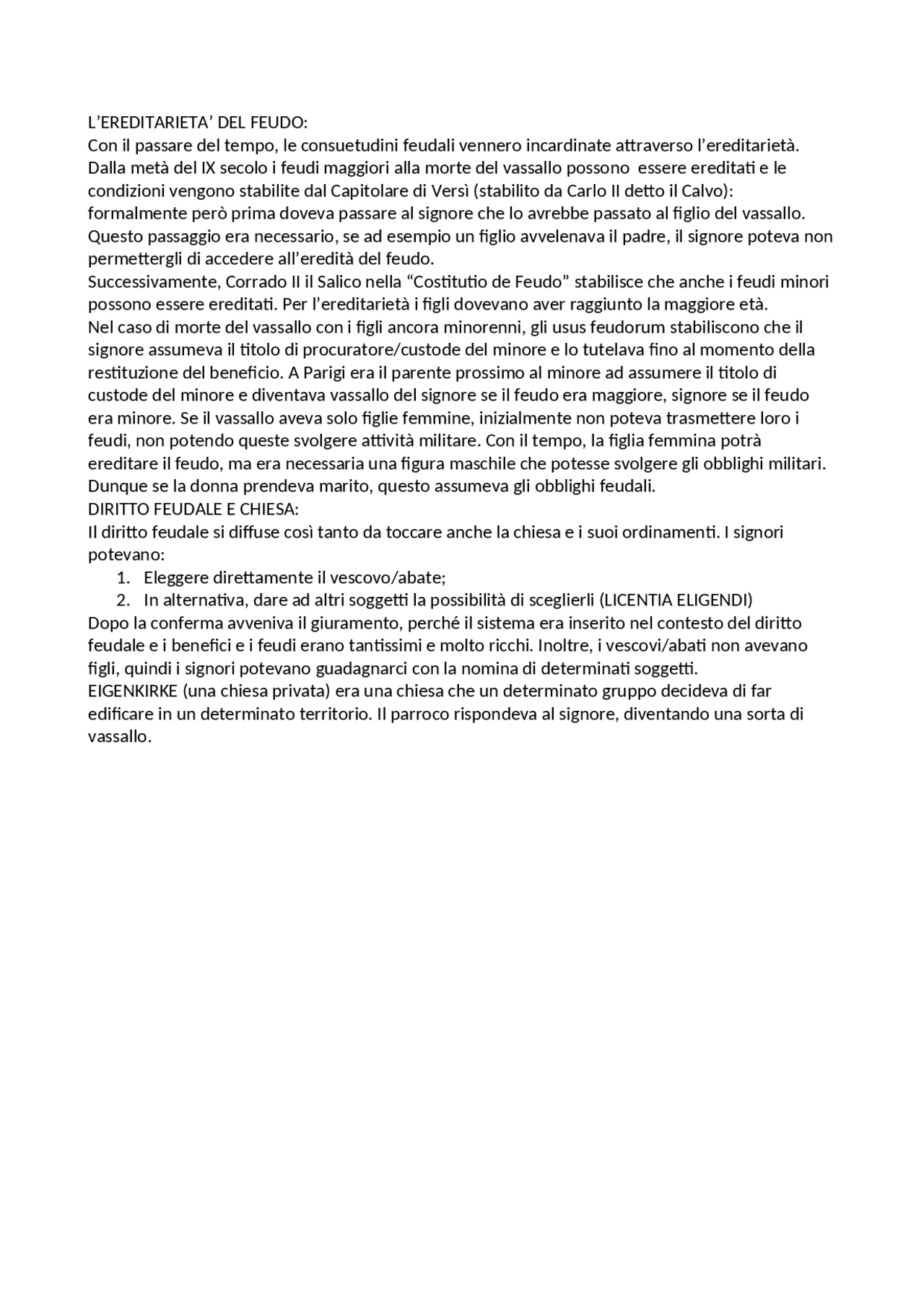Diritto Feudale Prof Nacci Docsity