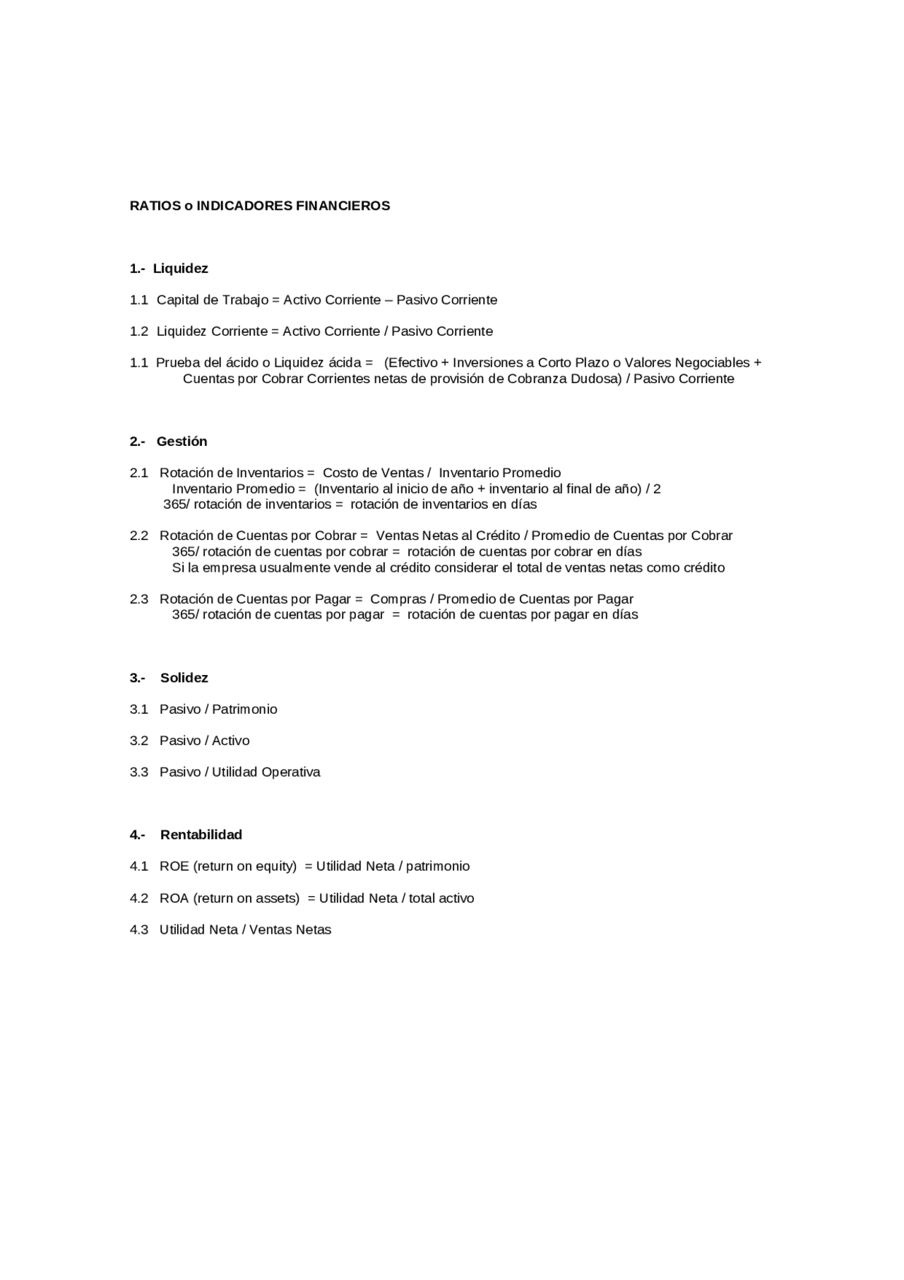 RATIOS CONTABILIDAD | Schemes and Mind Maps of Accounting | Docsity