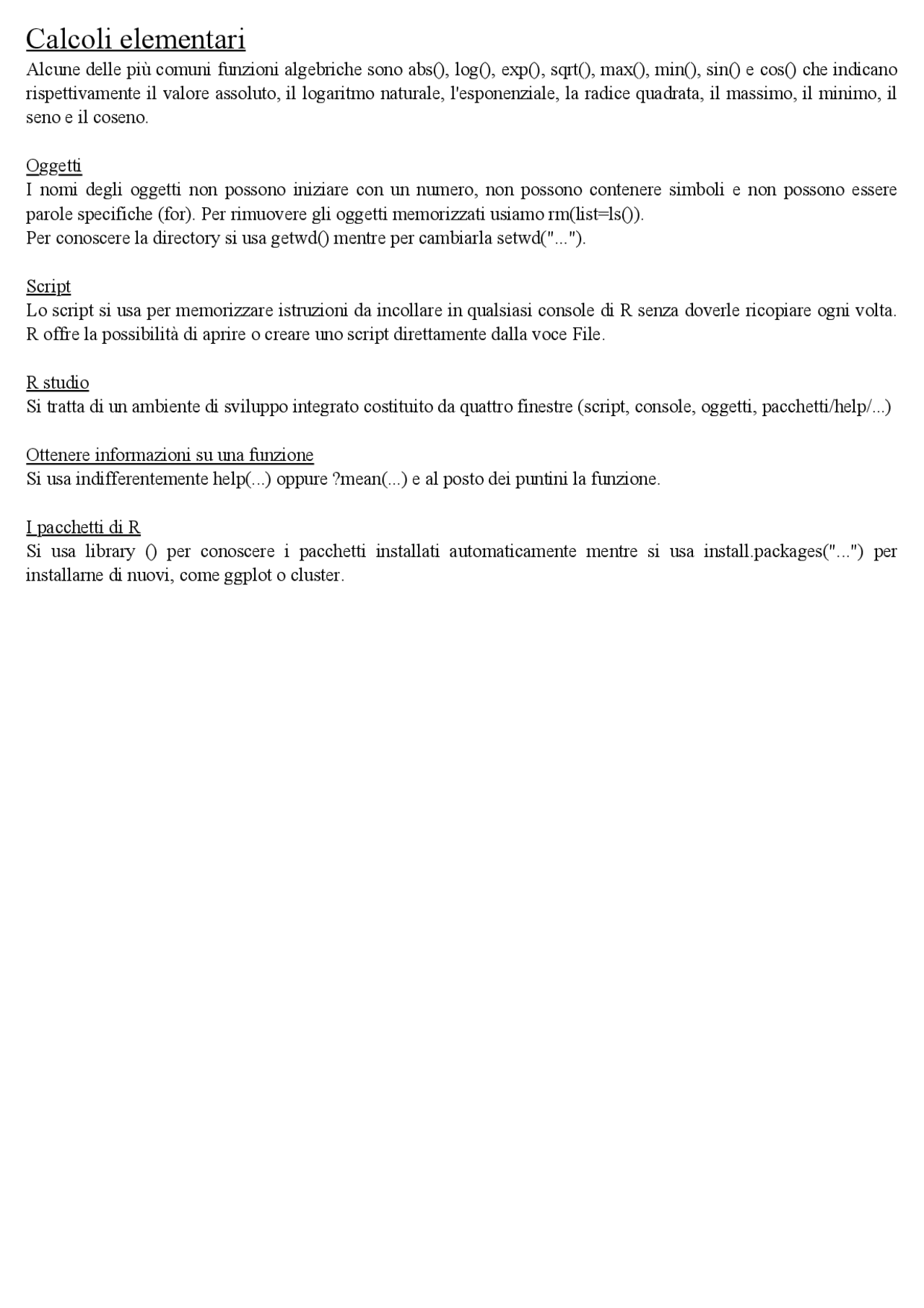 Introduzione Al Programma R Docsity