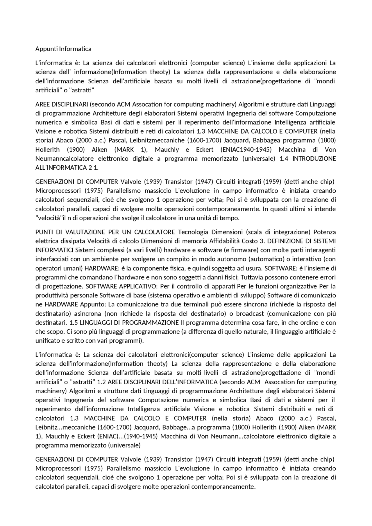 Appunti Informatica Di Preparazione Esame Abilitù Informatica Docsity