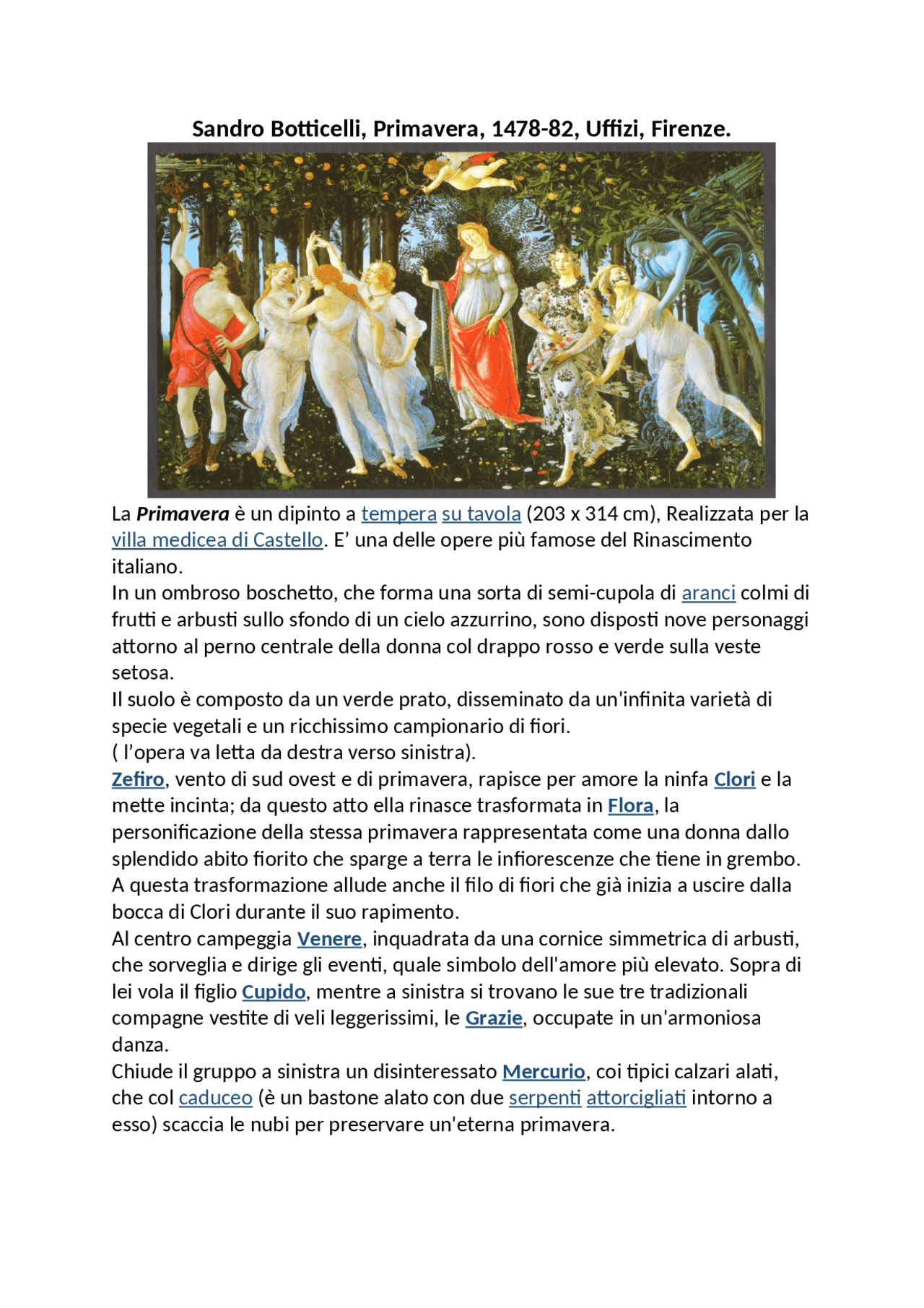 Primavera- Sandro Botticelli - Docsity