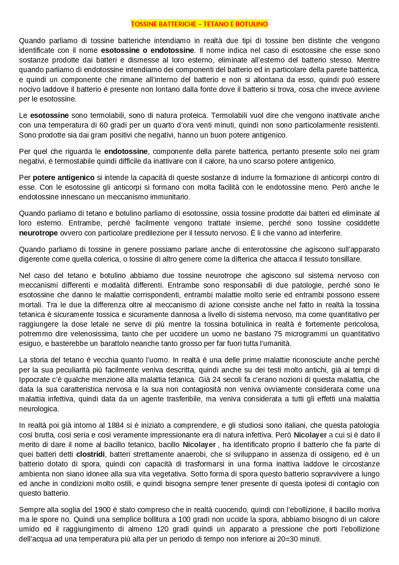 Tossine Tetano E Botulino Docsity