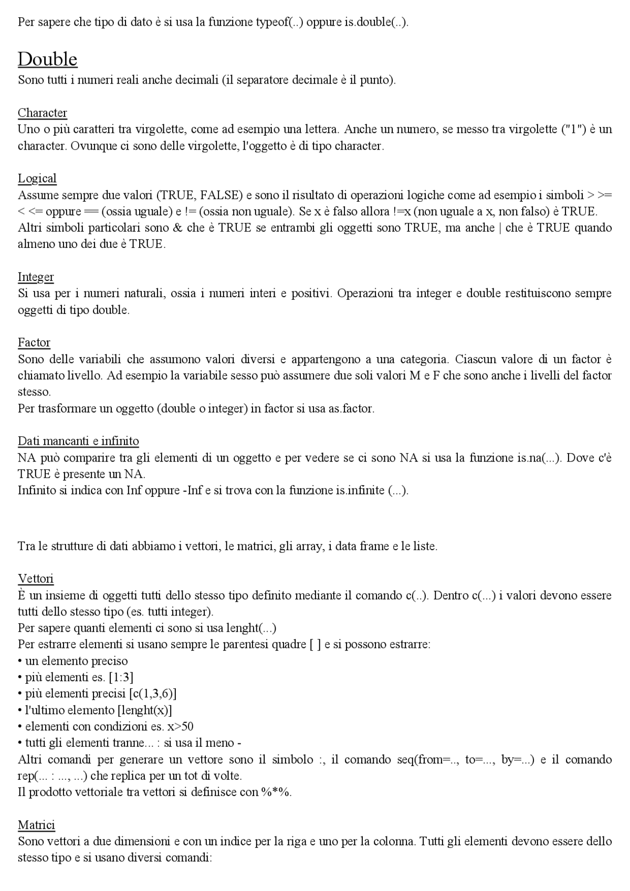 Tipi Di Dati E Oggetti Docsity