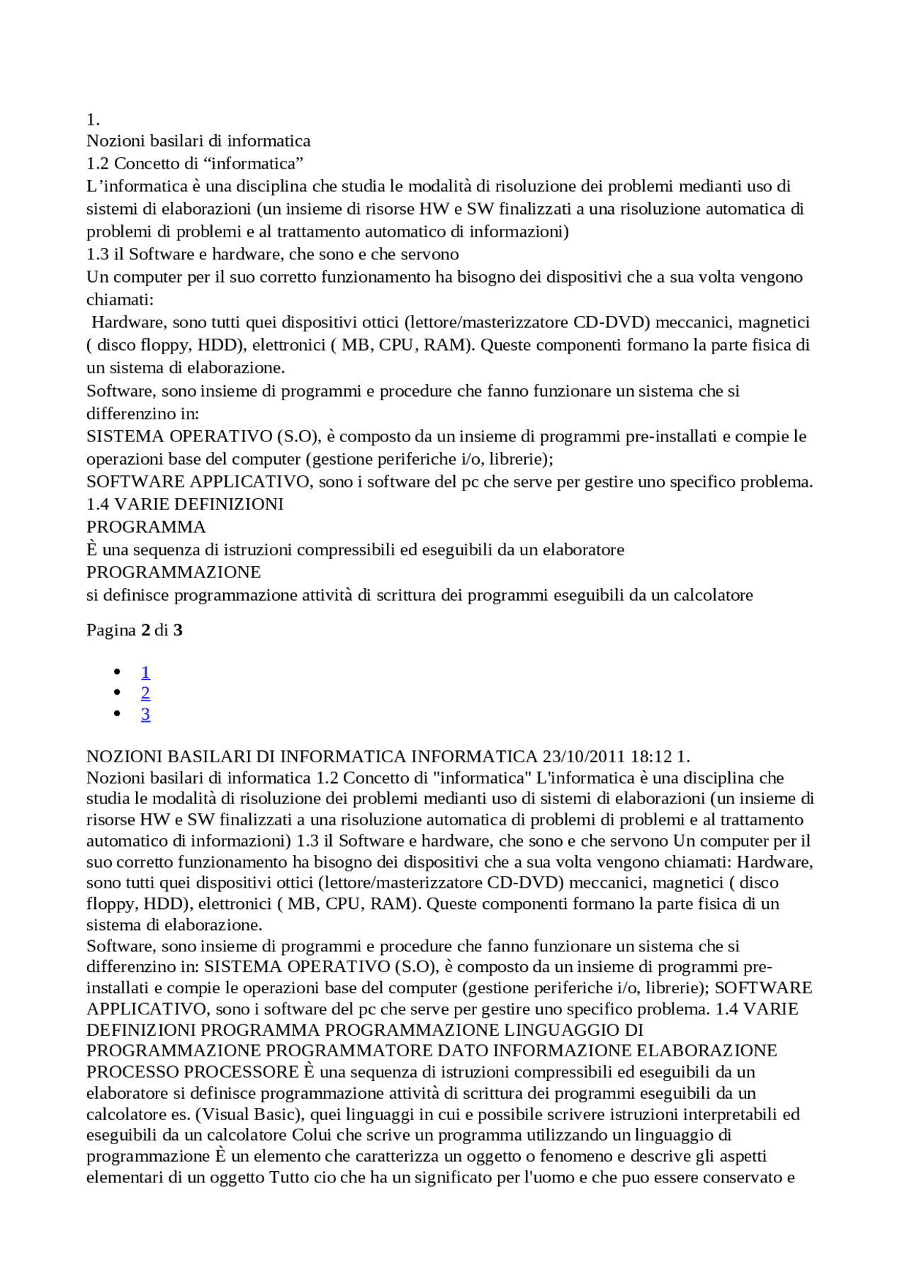 Informatica In Pillole Docsity