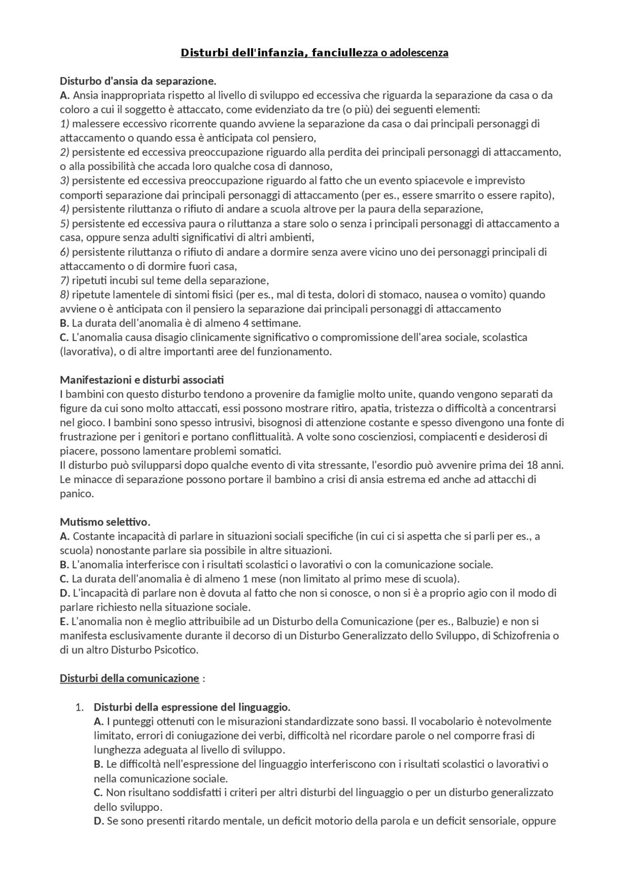 Gestione Infermieristica Dei Principali Disturbi In Età Evolutiva Docsity