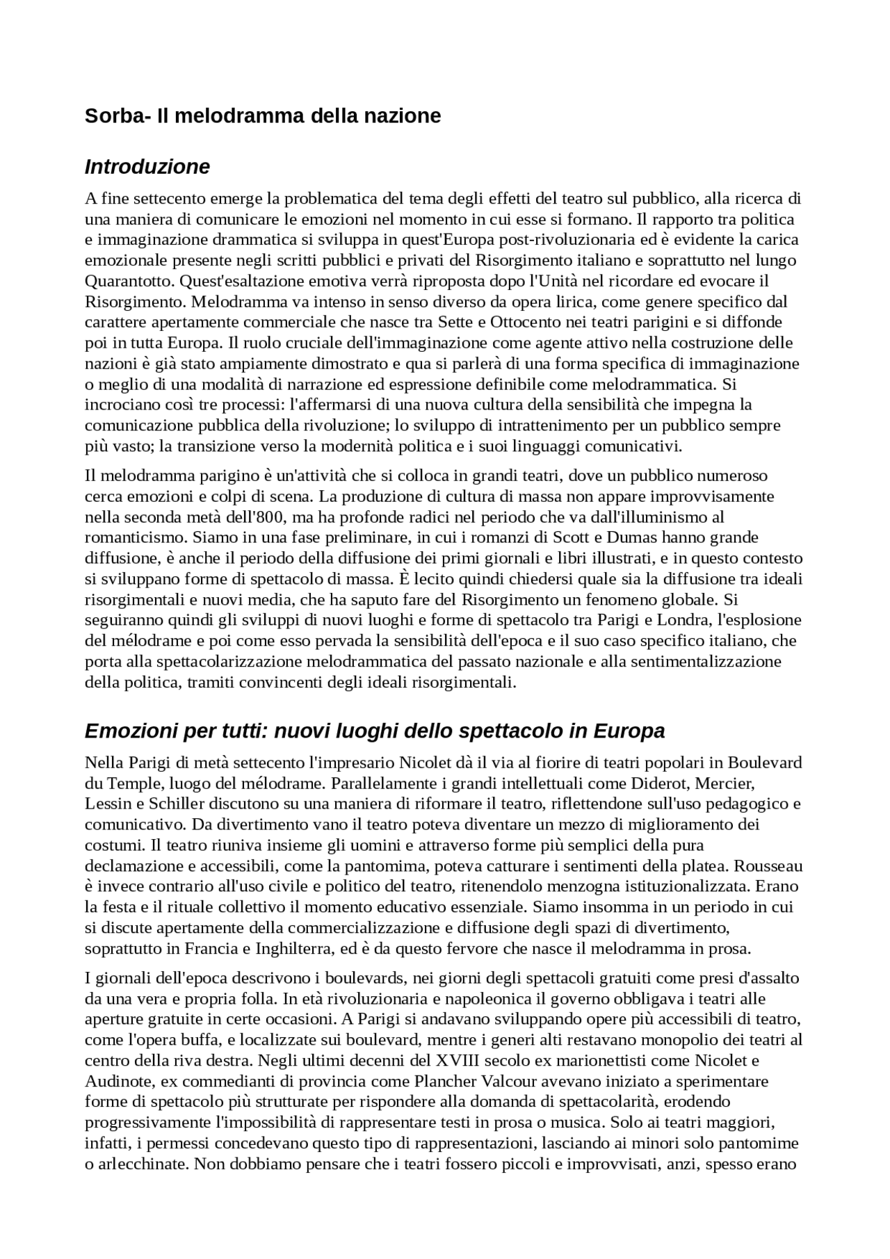 Il Melodramma Della Nazione Sorba Docsity