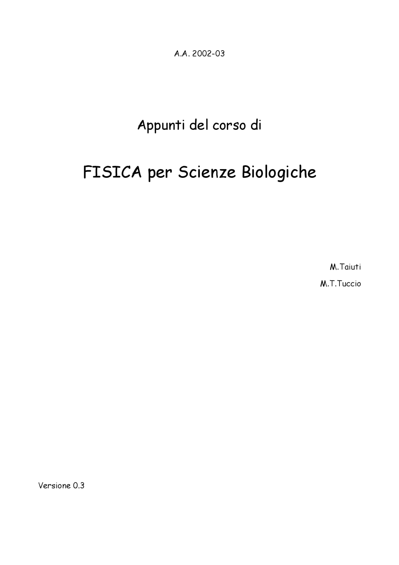 Fisica Per Scienze Biologiche Docsity